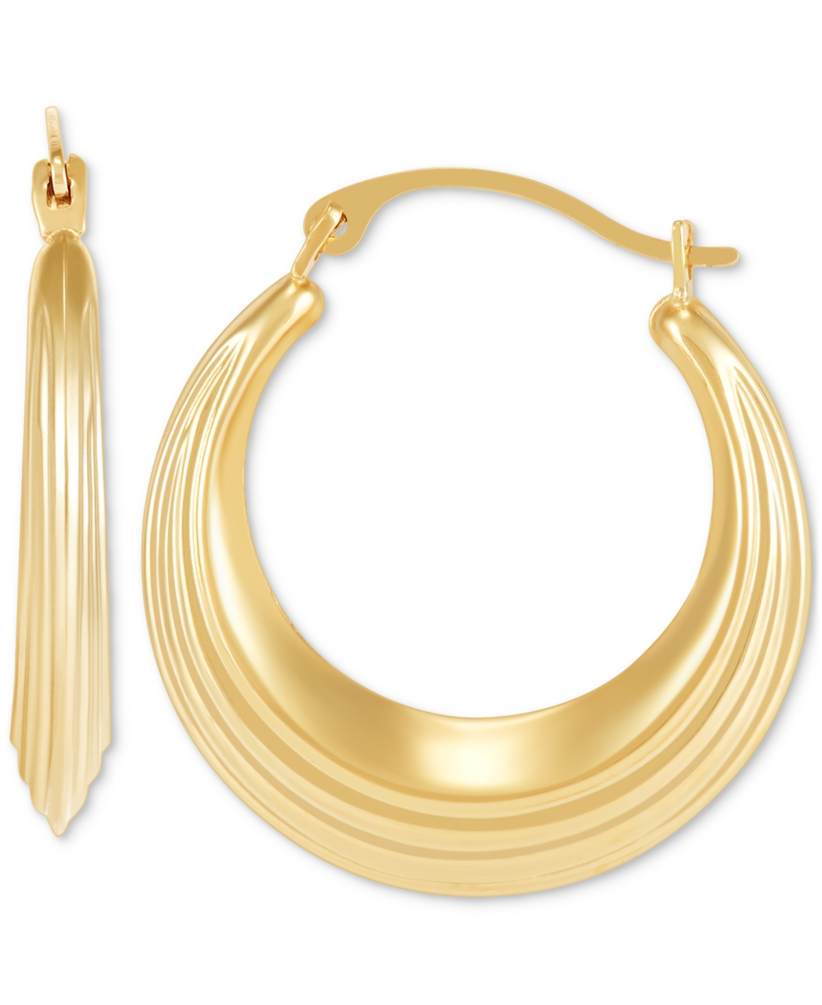 Click here for Multi-Grooved Polished Gold Small Hoop Earrings in... prices