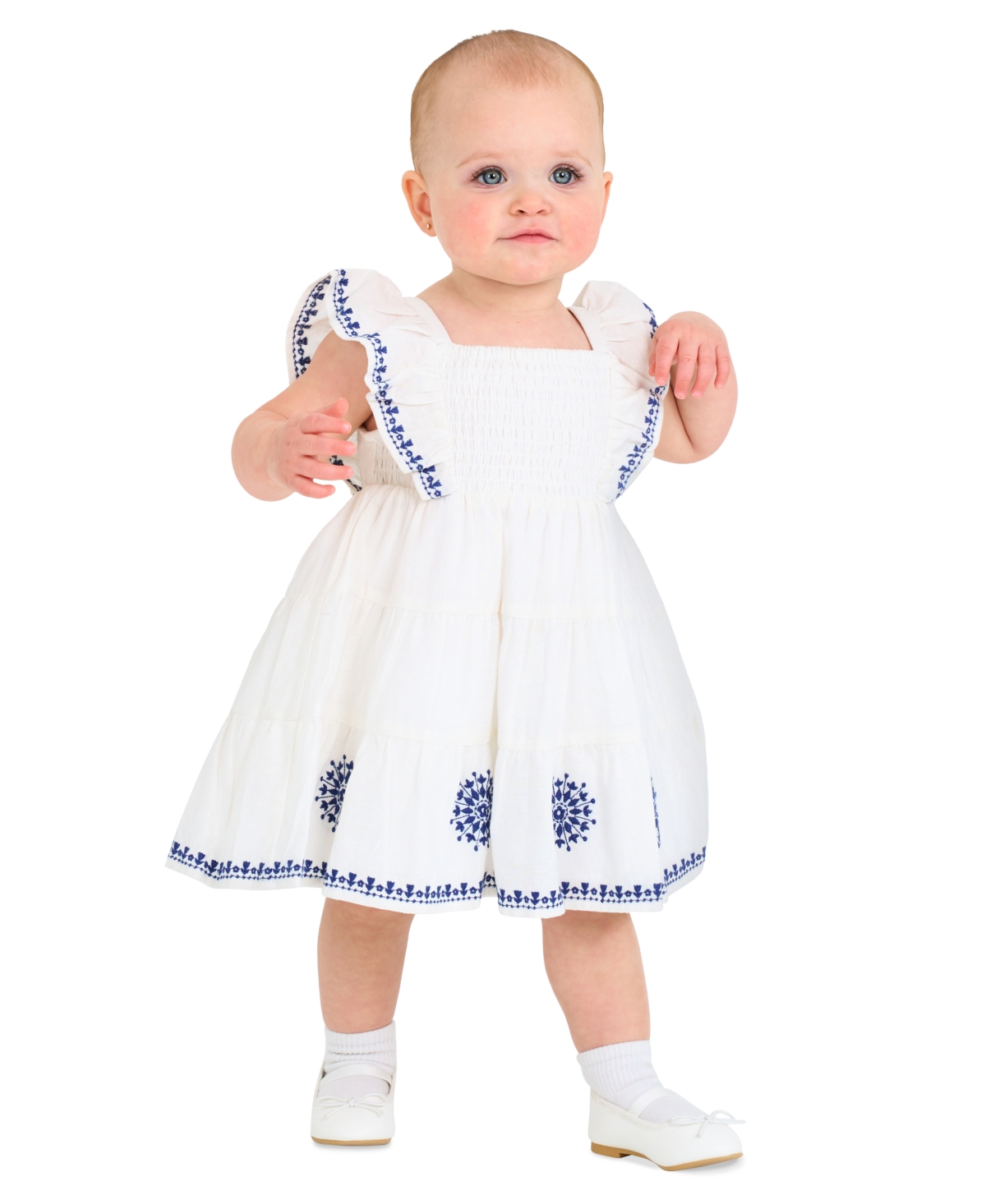 Click here for Rare Editions Baby Girls Embroidered Smocked-Bodic... prices