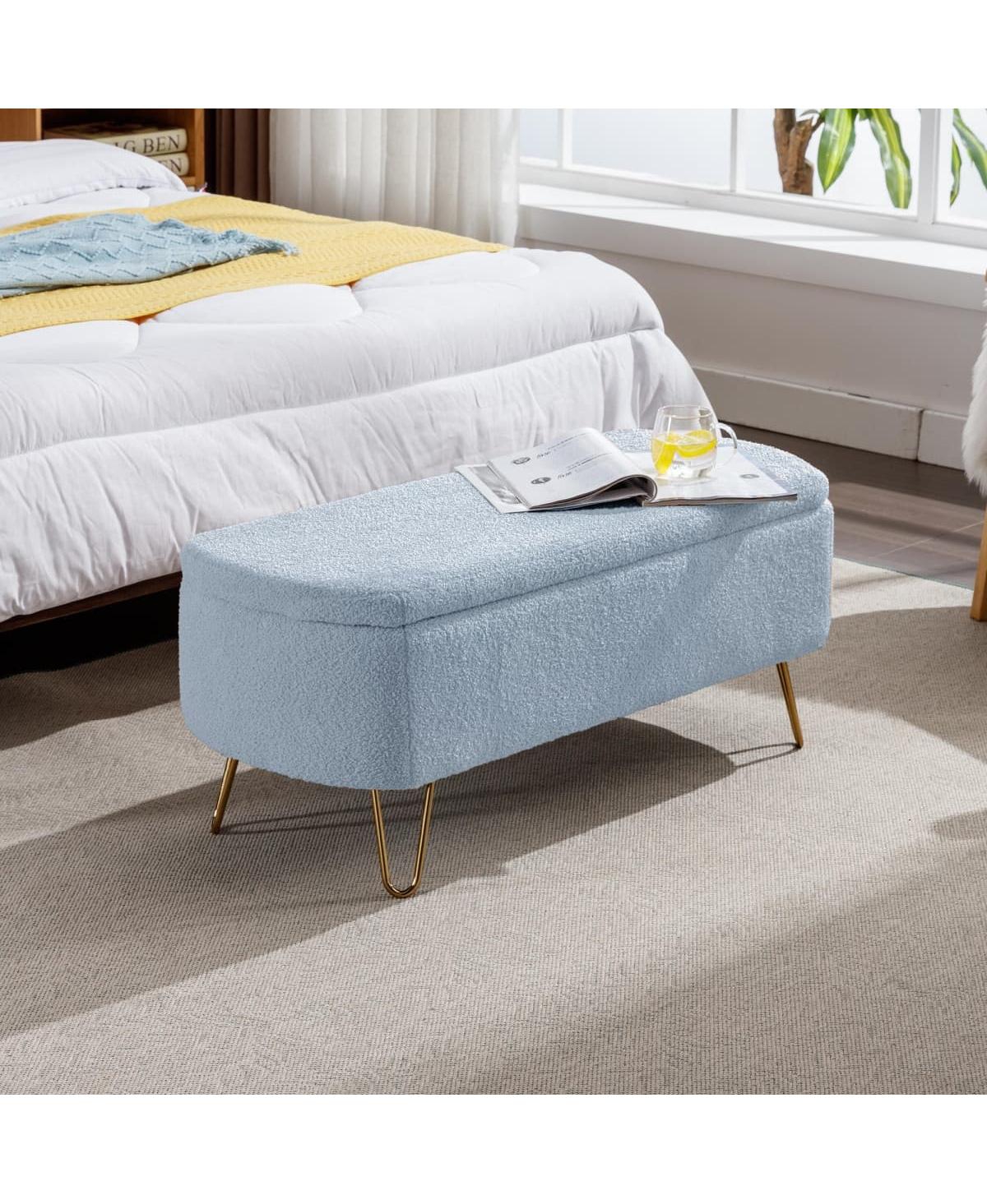Click here for Modern Faux Fur Upholstered Storage Ottoman Bench... prices