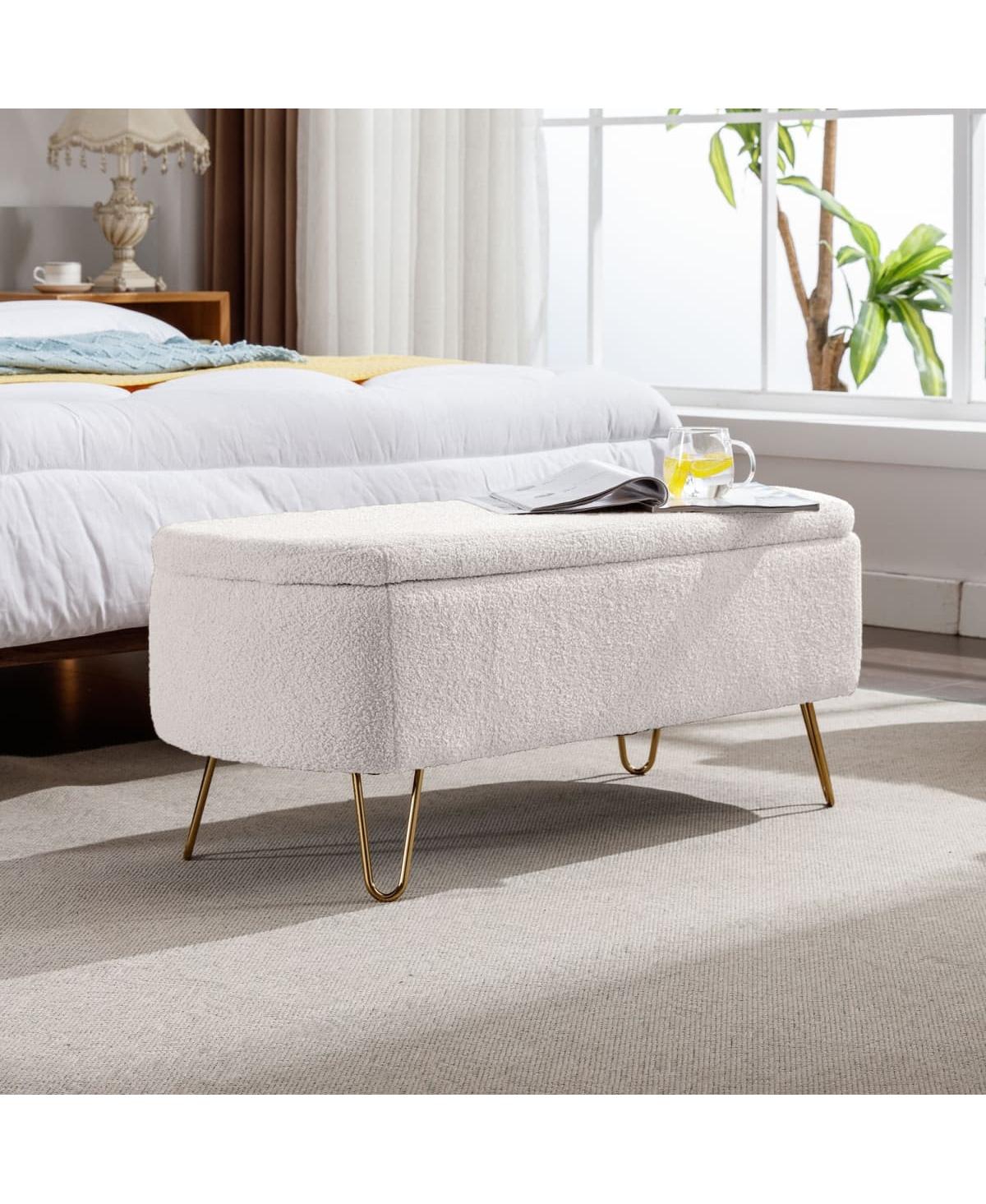 Click here for Modern Faux Fur Upholstered Storage Ottoman Bench... prices