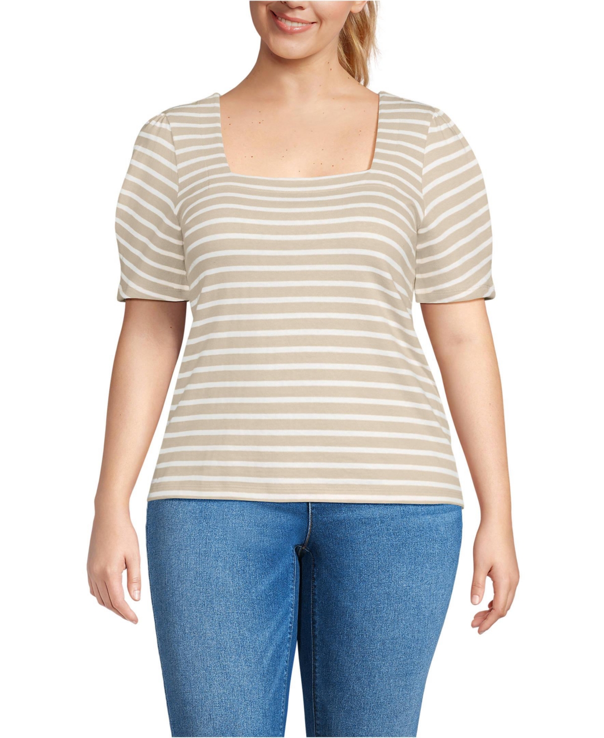 Click here for Lands End Plus Size Puff Sleeve Mariner Square Nec... prices