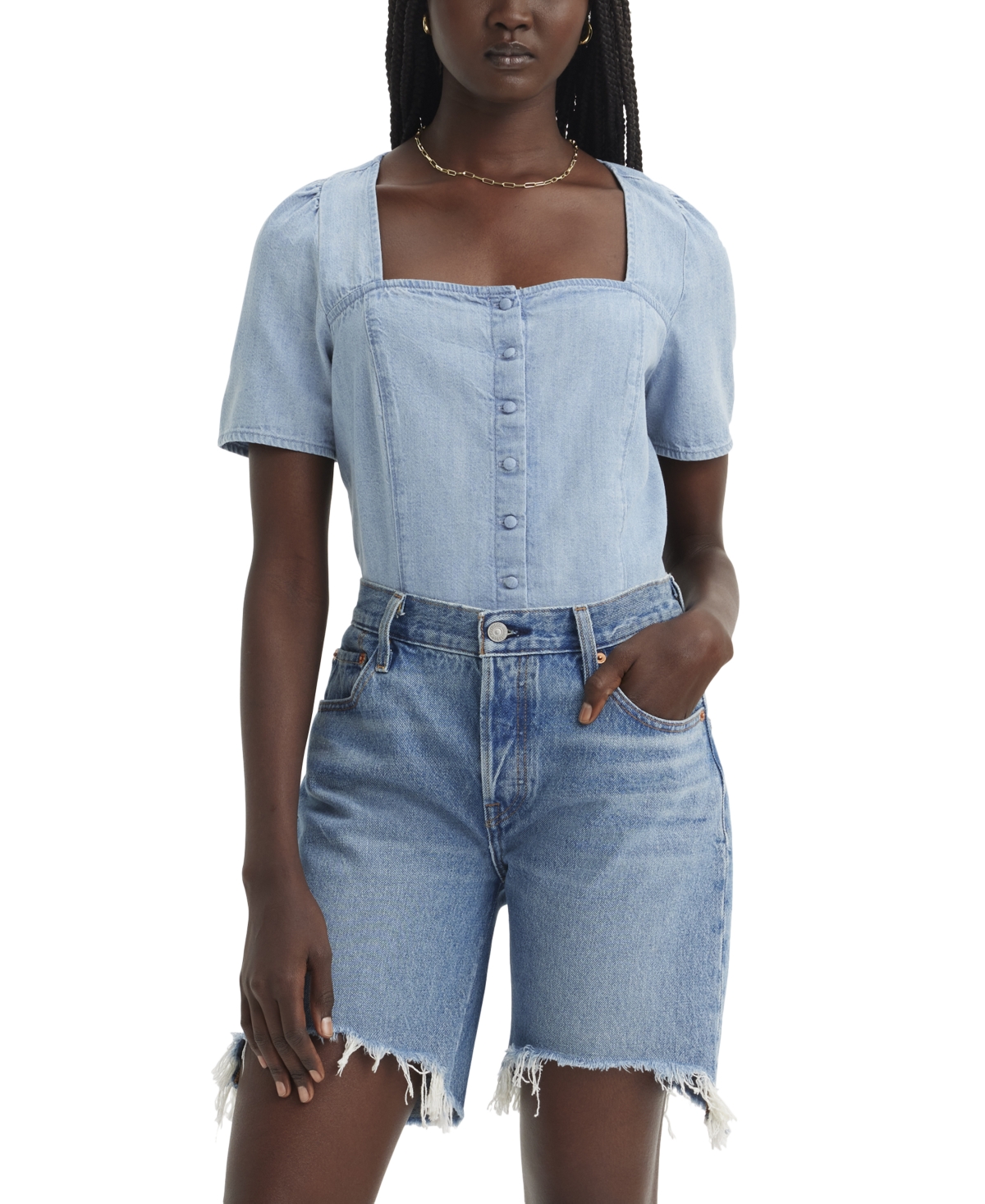 Click here for Levis Womens Pascale Cotton Square-Neck Blouse - O... prices