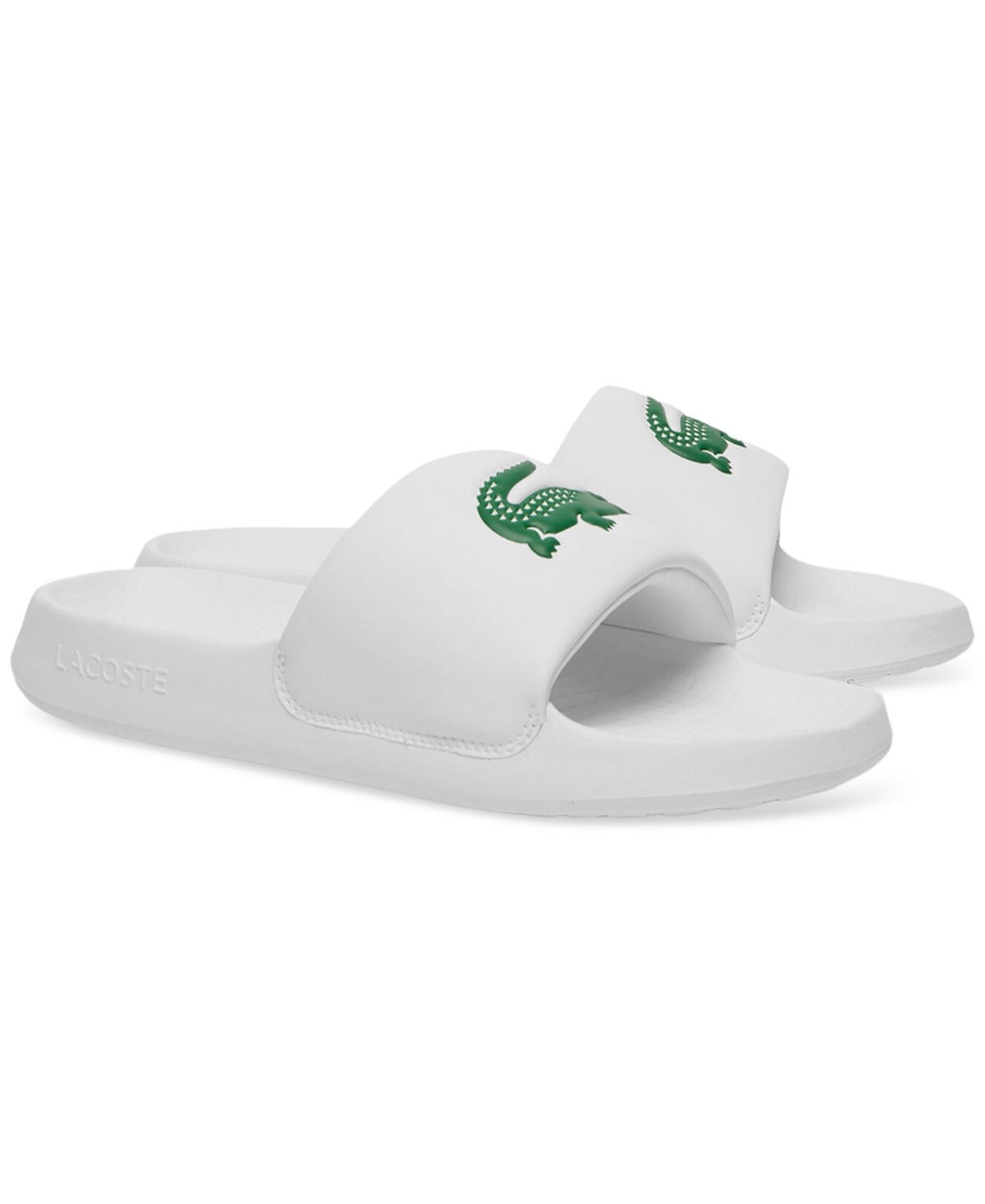 Click here for Lacoste Mens Logo Serve Slides 1.0 - White/Green prices