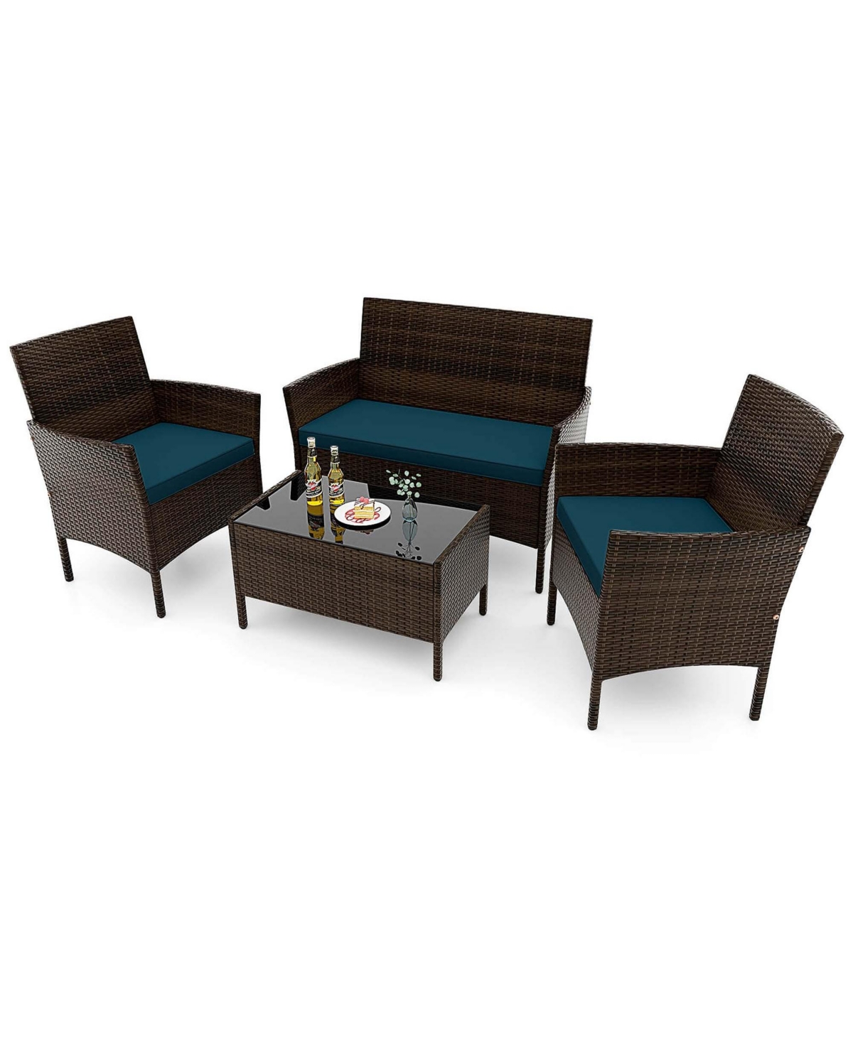 Click here for Gymax Set of 4 Furniture Set w/ Washable Cushions... prices