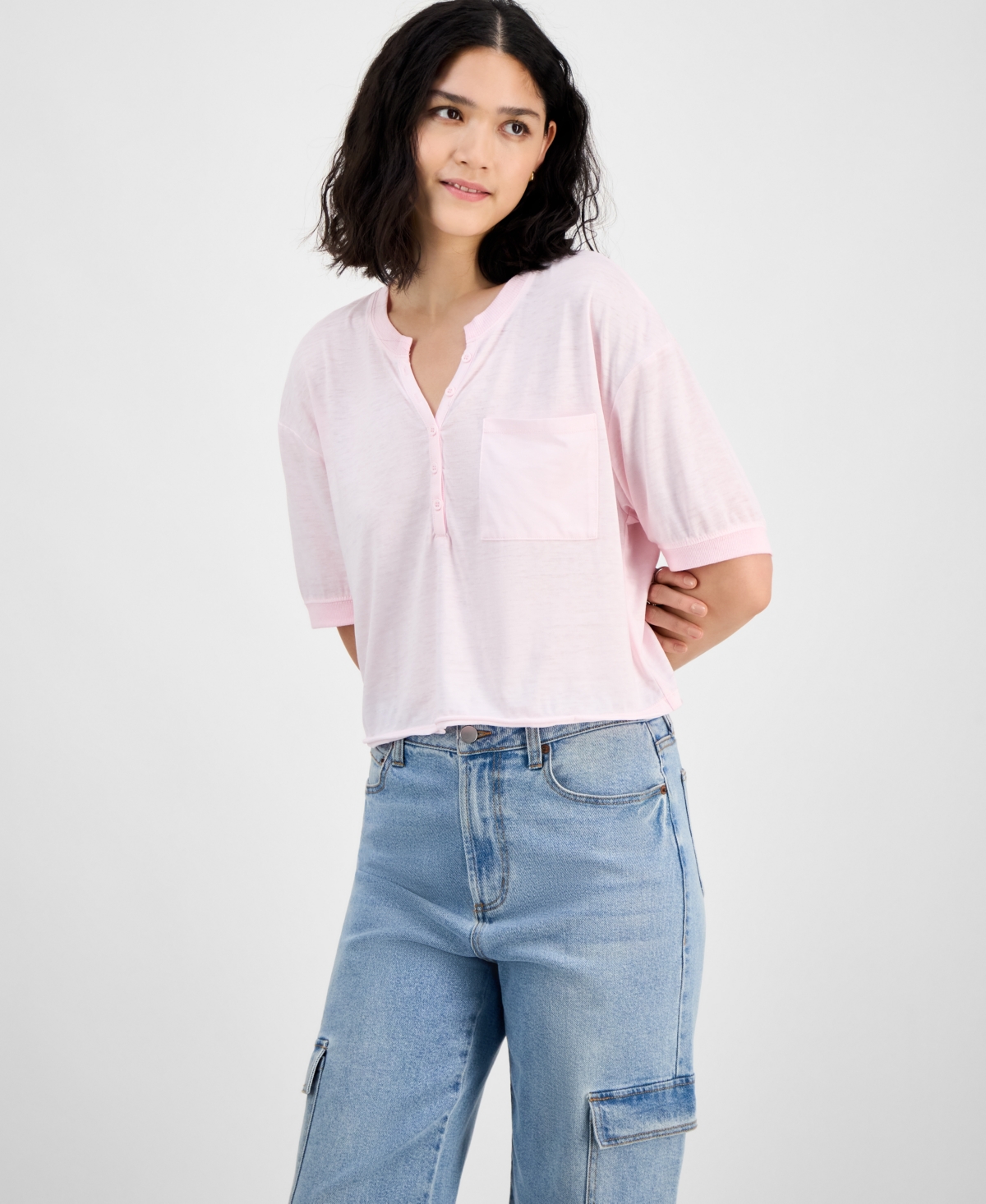 Click here for Hippie Rose Juniors Henley Top - Ballet Slipper prices