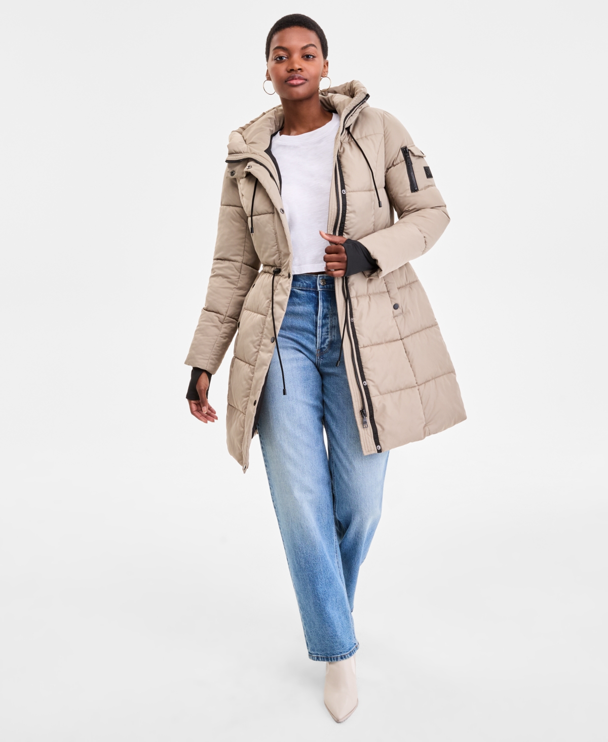 Click here for Steve Madden Womens Hooded Puffer Utility Coat - L... prices