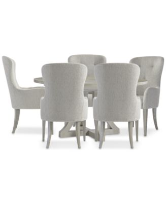 Cornelia 6-Pc. Dining Set (Round Table & 5 Tufted Arm Chairs) - Macy's