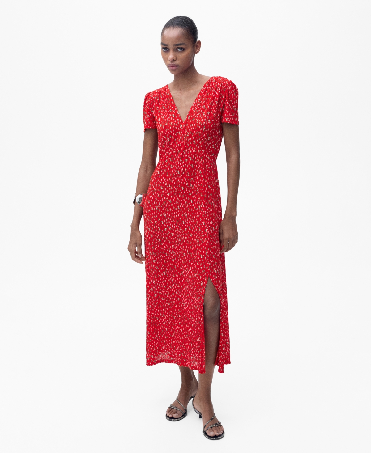 Click here for Mango Womens Midi Floral Dress - Red prices