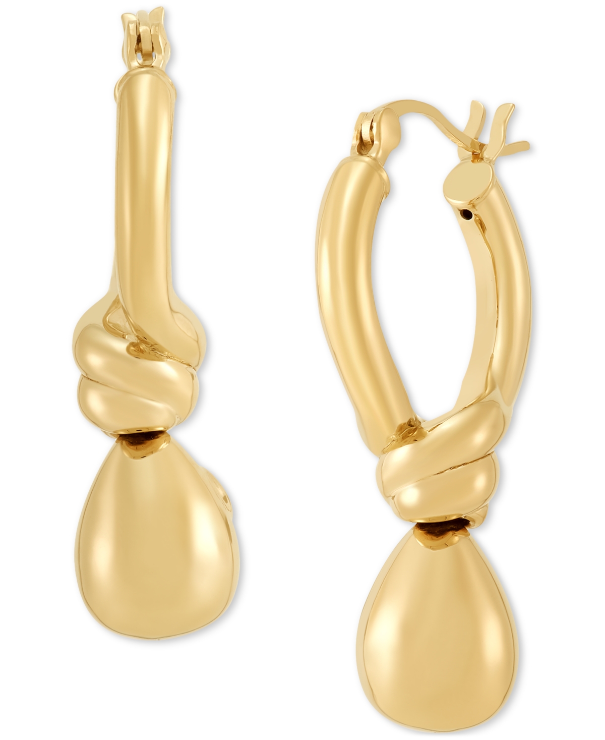 Click here for Polished Knot & Teardrop Dangle Hoop Earrings in 1... prices