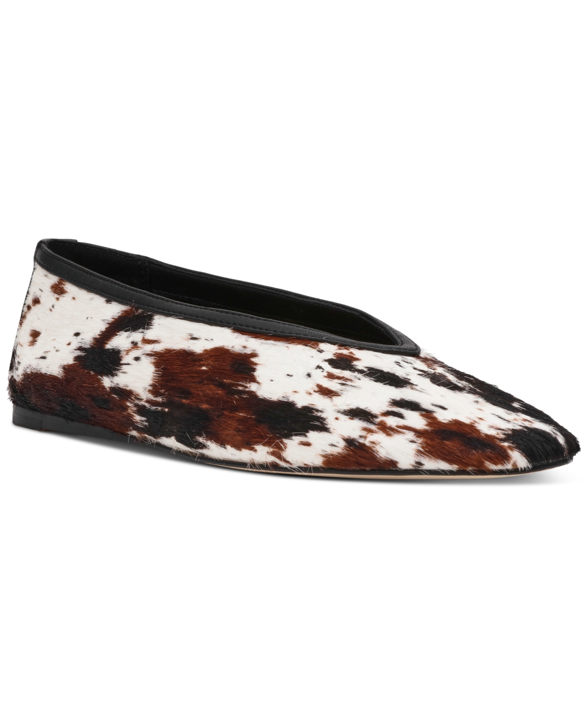 Steve Madden Womens Leni Snip-Toe Flats - Cow Print Calf Hair
