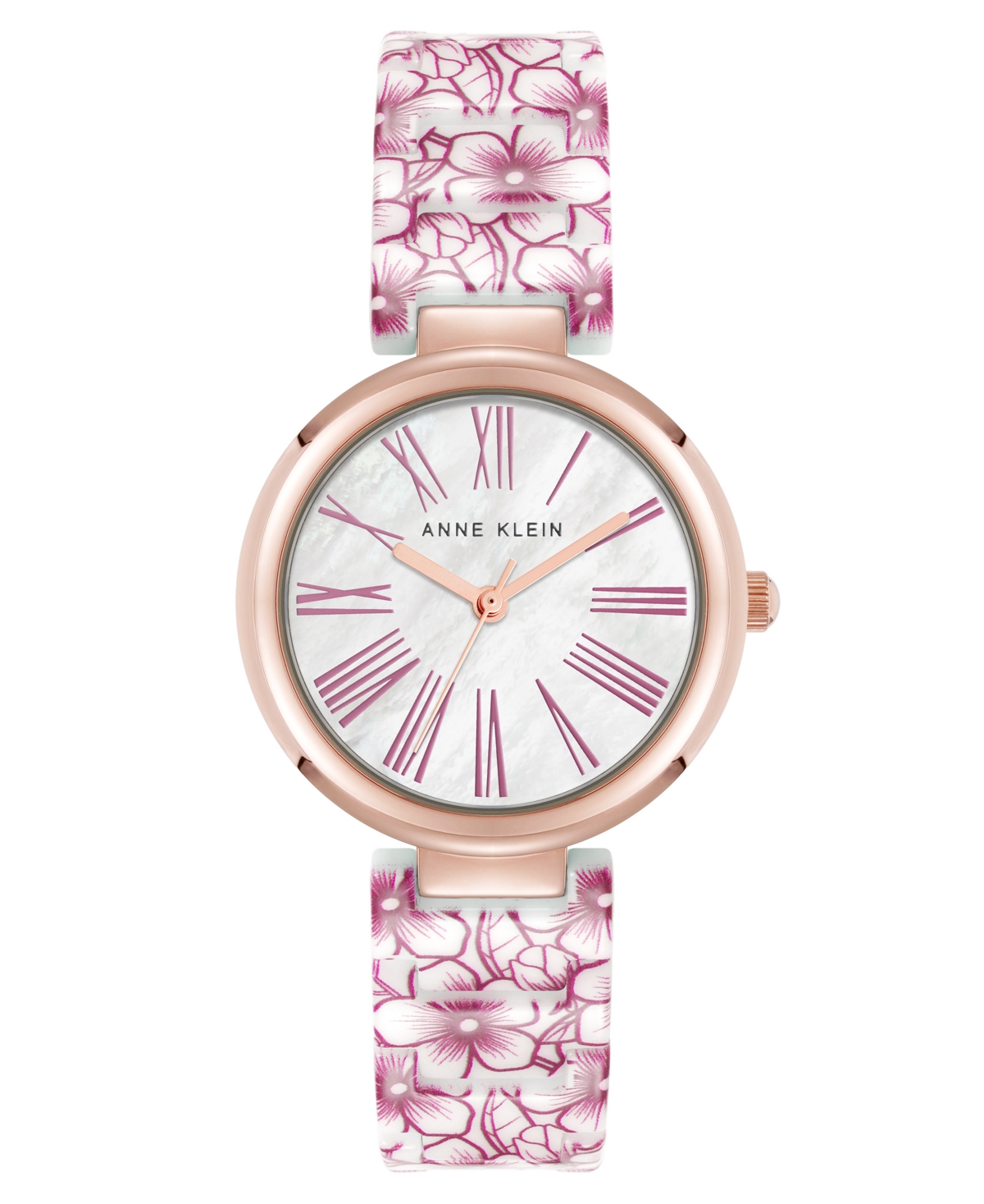 Click here for Anne Klein Womens Quartz Pink Flower Pattern Ceram... prices