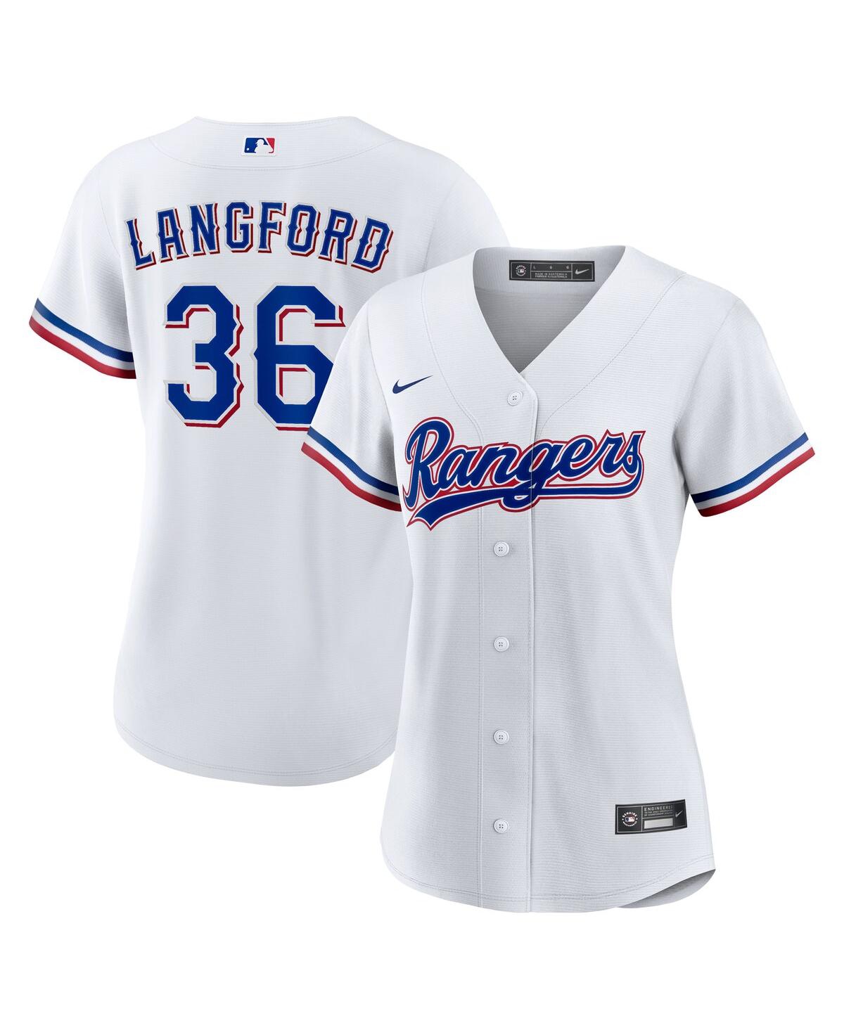 Click here for Nike Womens Wyatt Langford White Texas Rangers Hom... prices