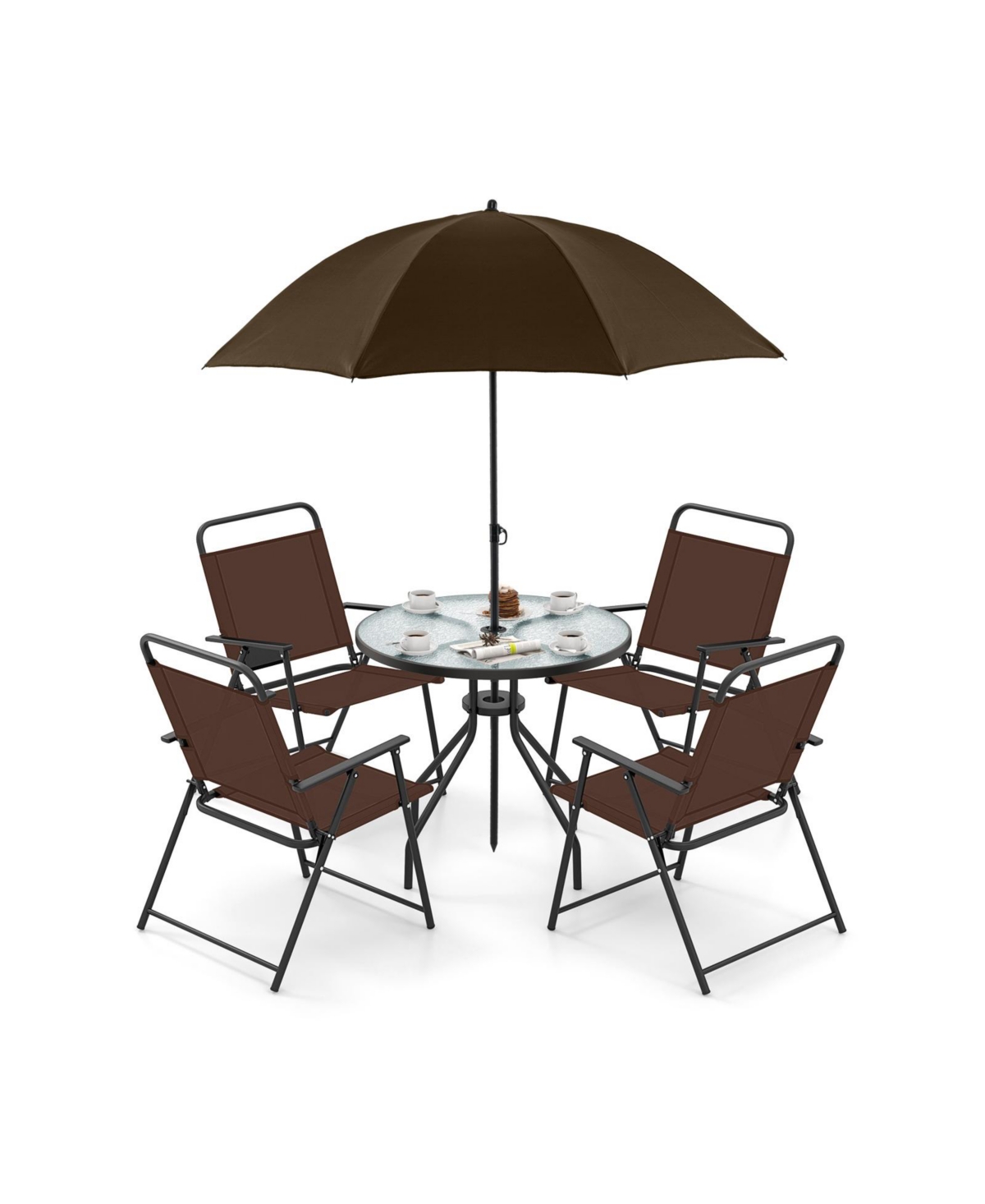Click here for 6 Pieces Patio Dining Set Folding Chairs Glass Tab... prices