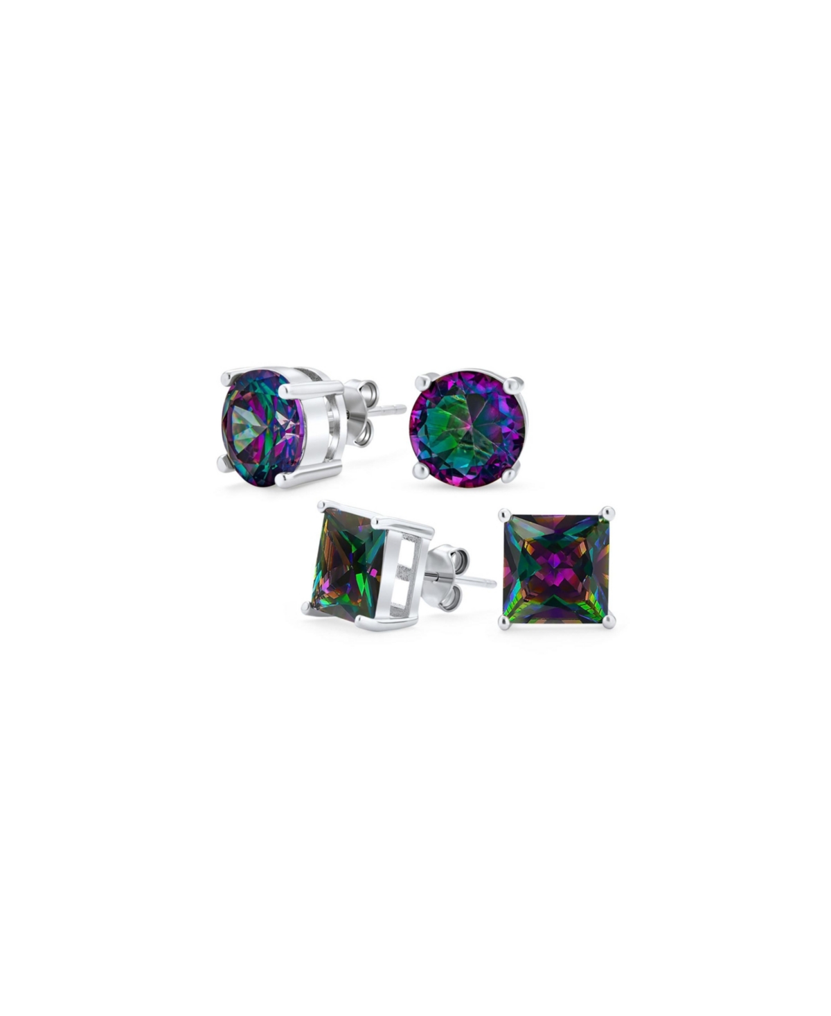 Click here for Bling Jewelry Set of 2 Round & Square Mystic Rainb... prices