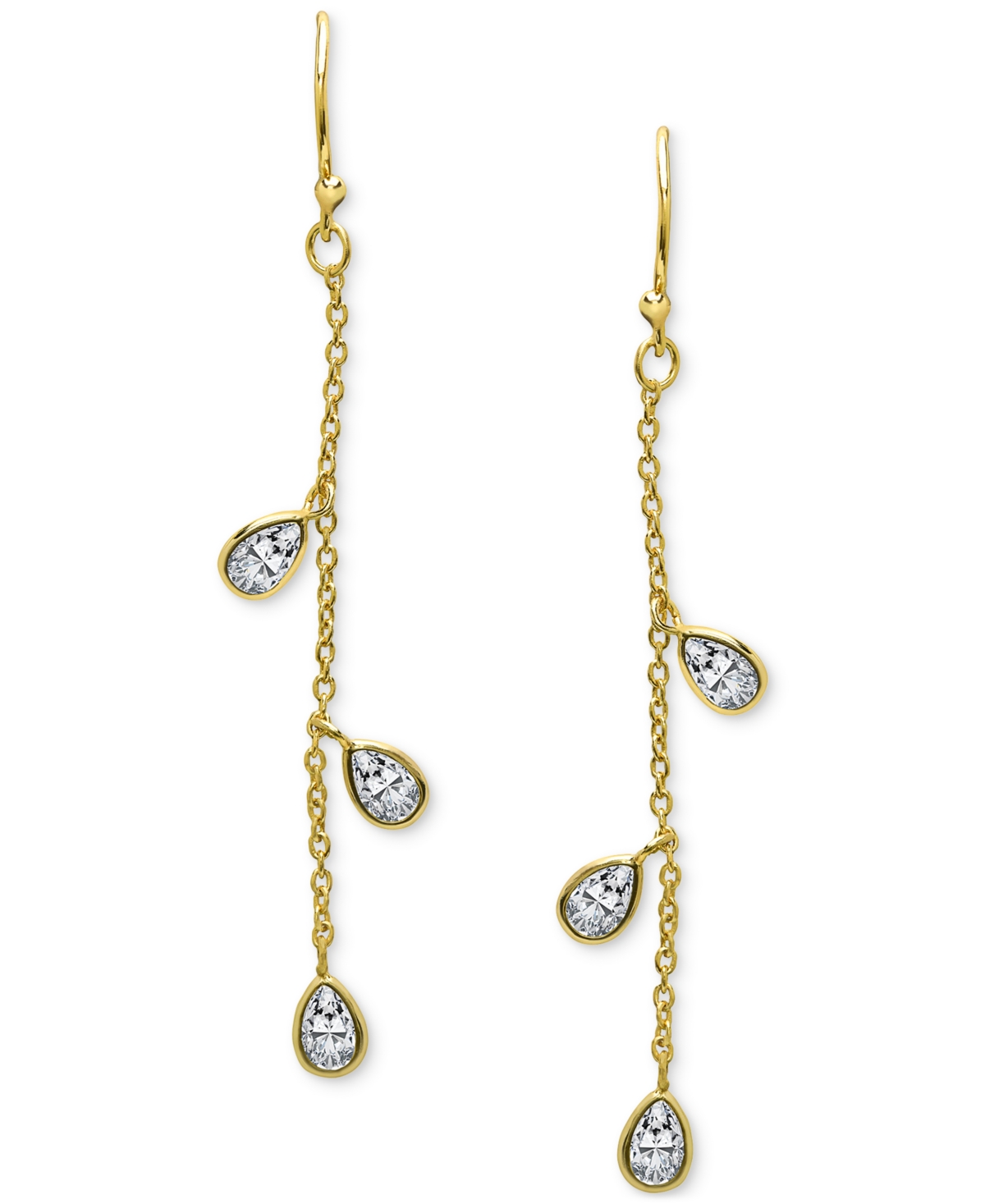 Click here for Lab Grown White Sapphire Pear Bezel Linear Drop Ea... prices