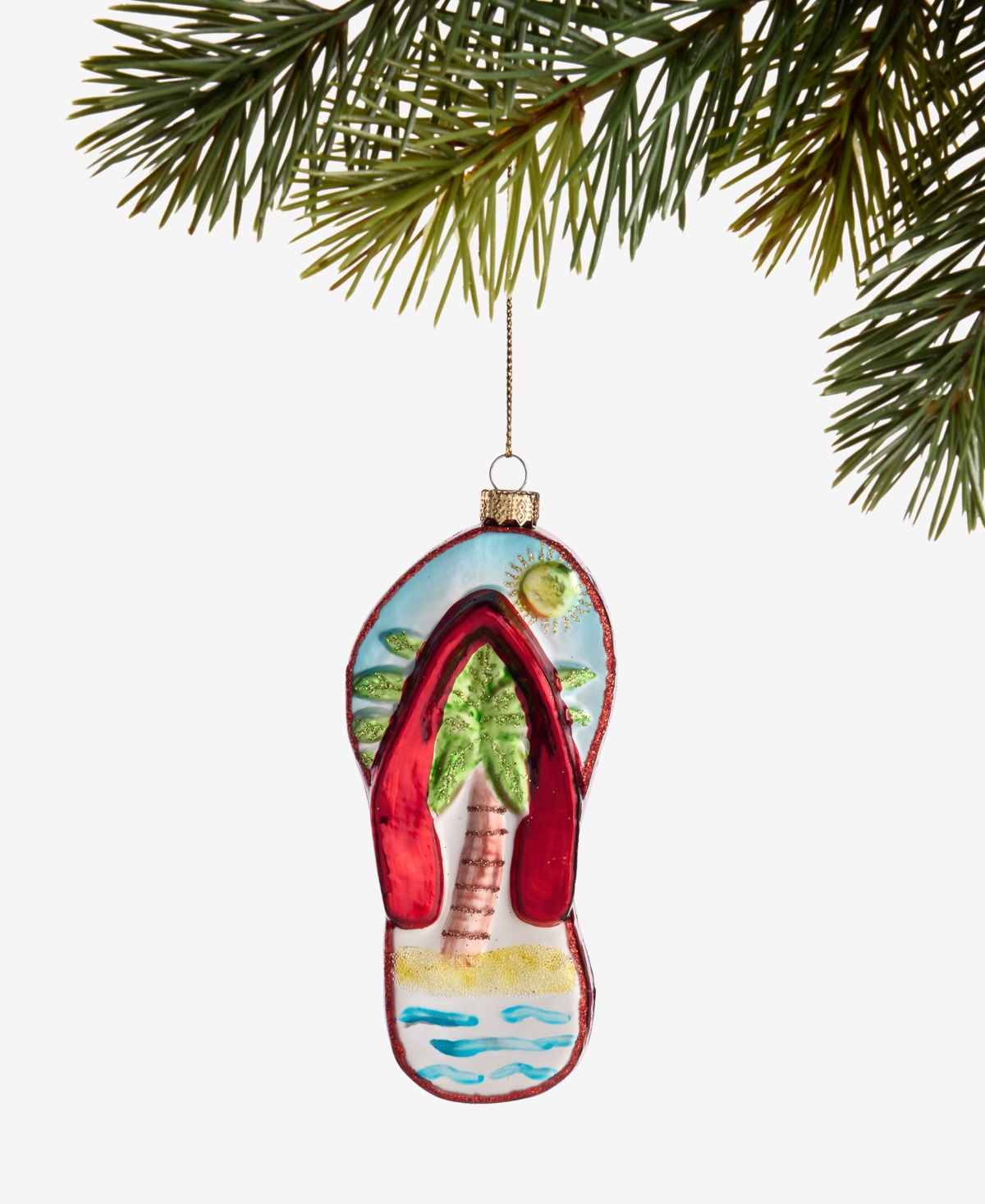 Click here for Holiday Lane Florida Glass Beach Flip-Flop Ornamen... prices