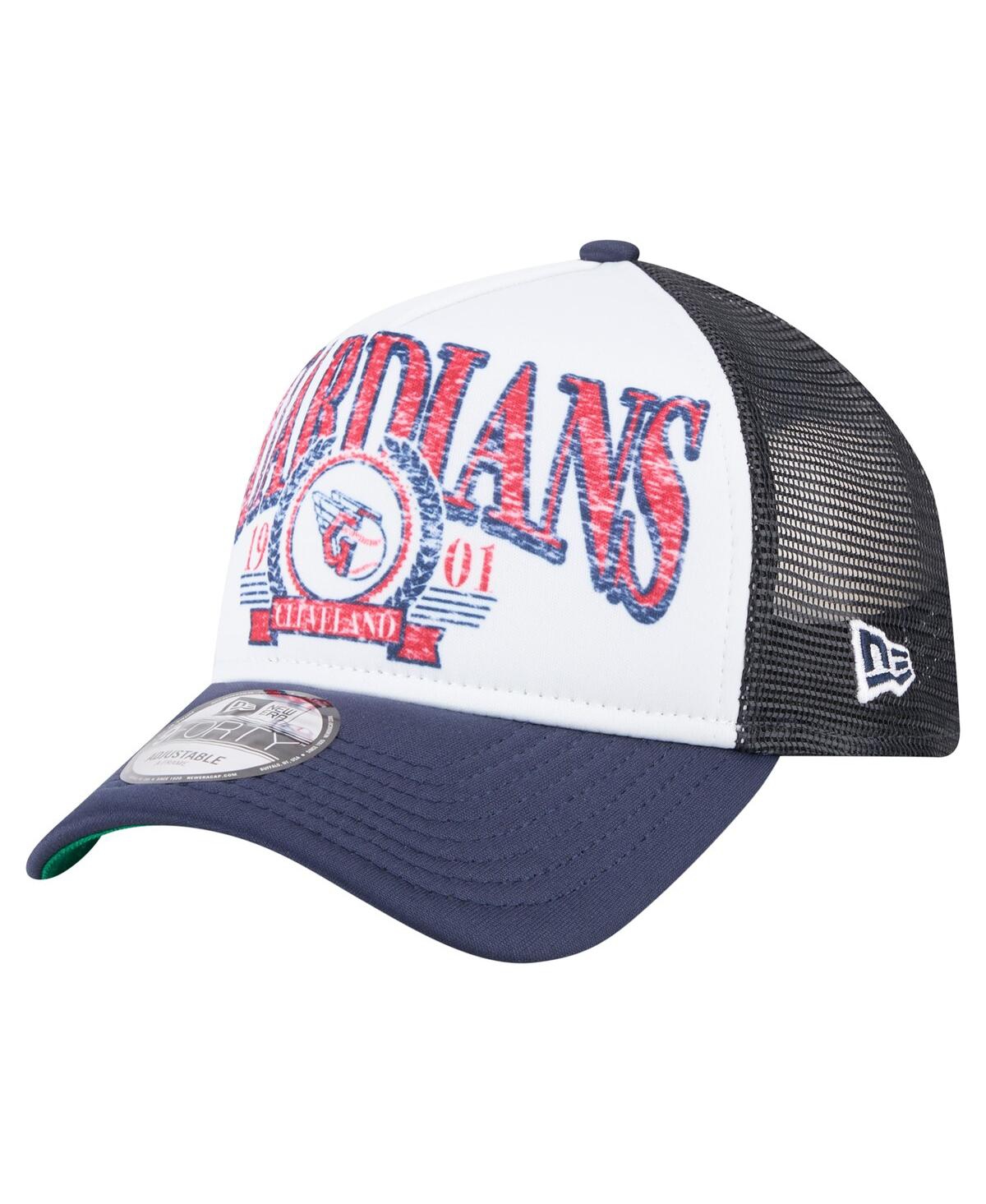 Click here for New Era Mens White/Navy Cleveland Guardians Distre... prices