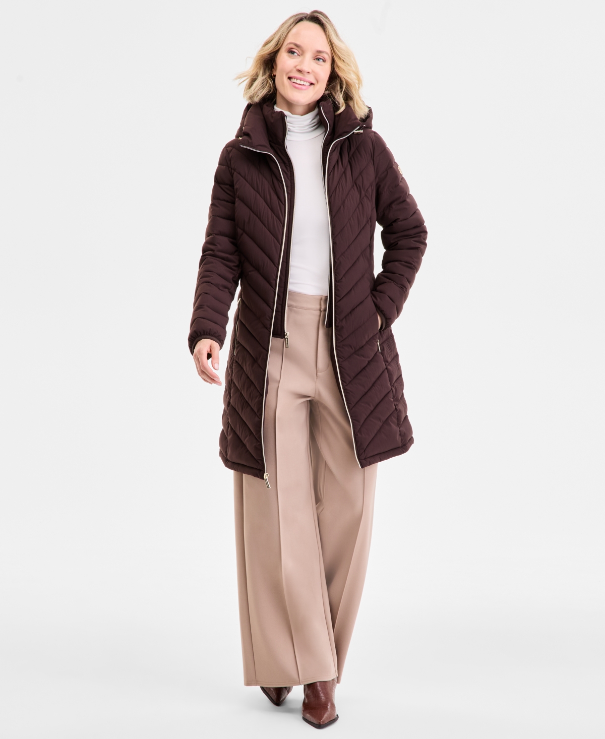 Click here for Michael Michael Kors Womens Hooded Puffer Coat - C... prices