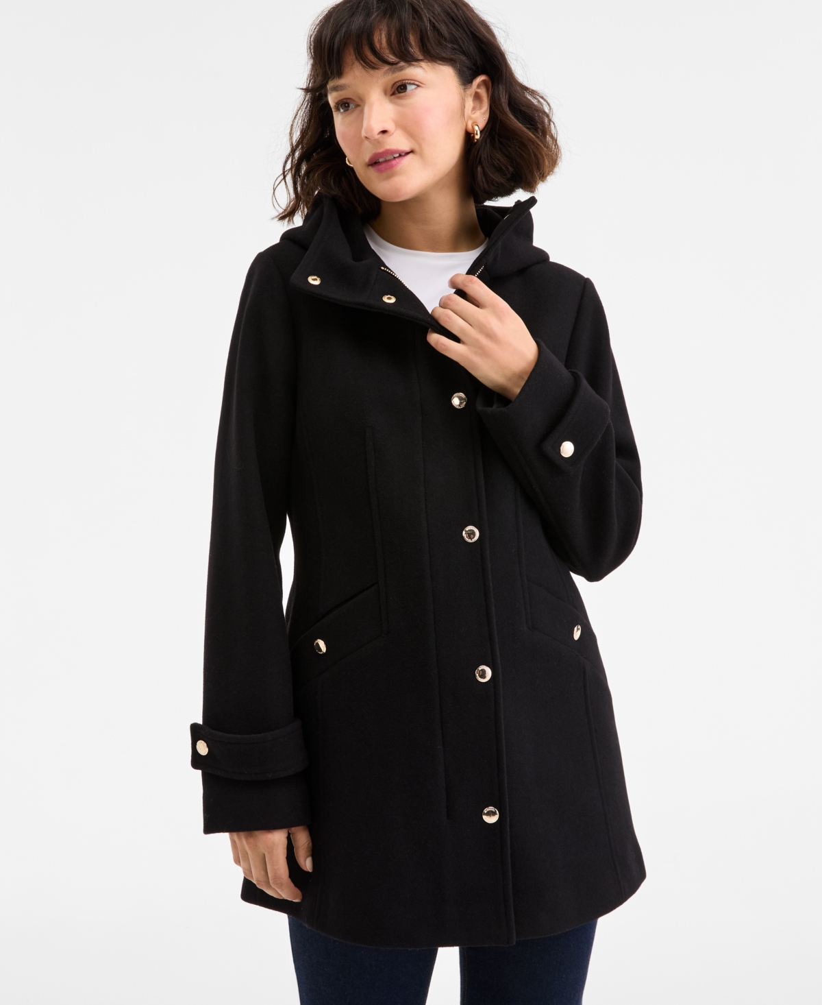 Click here for Michael Michael Kors Womens Hooded Button-Front Co... prices