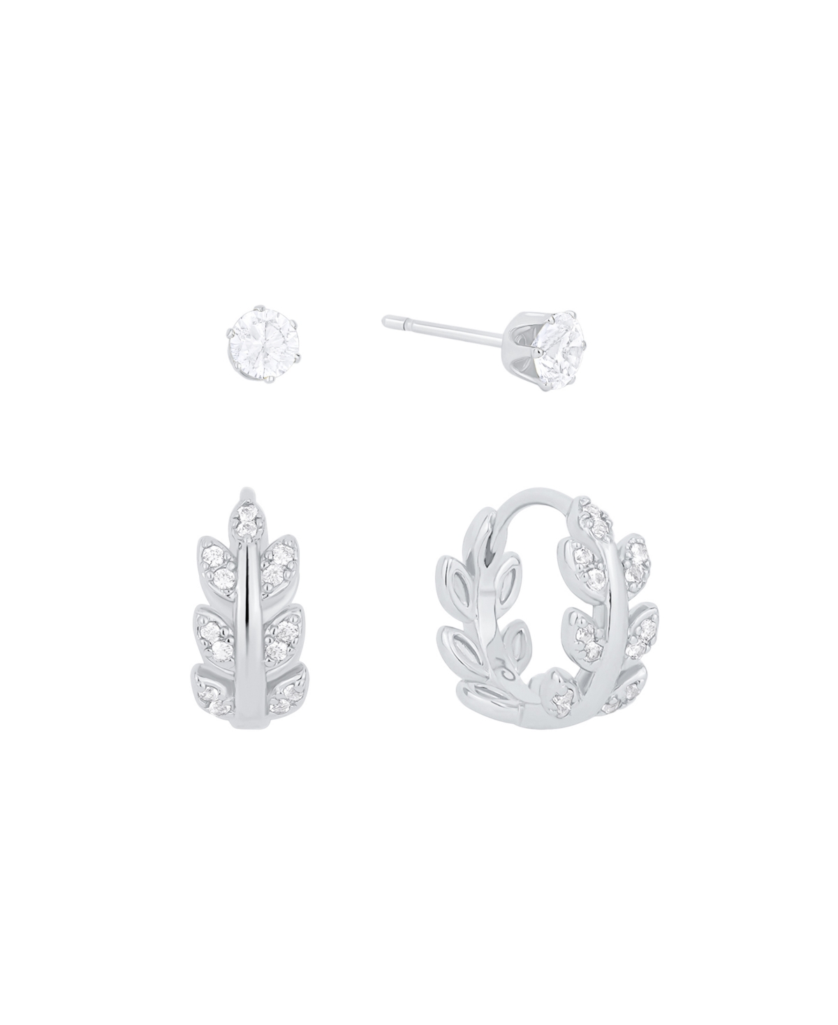 Click here for And Now This Cubic Zirconia Duo Stud and Leaf Hoop... prices