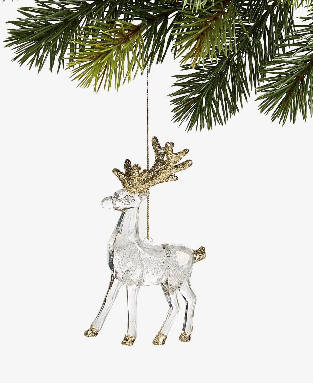 Click here for Holiday Lane Iced Delight Clear And Gold Deer Orna... prices