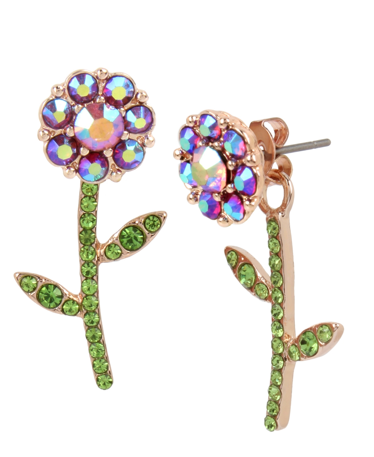 Click here for Betsey Johnson Faux Stone Flower Earrings - Purple... prices