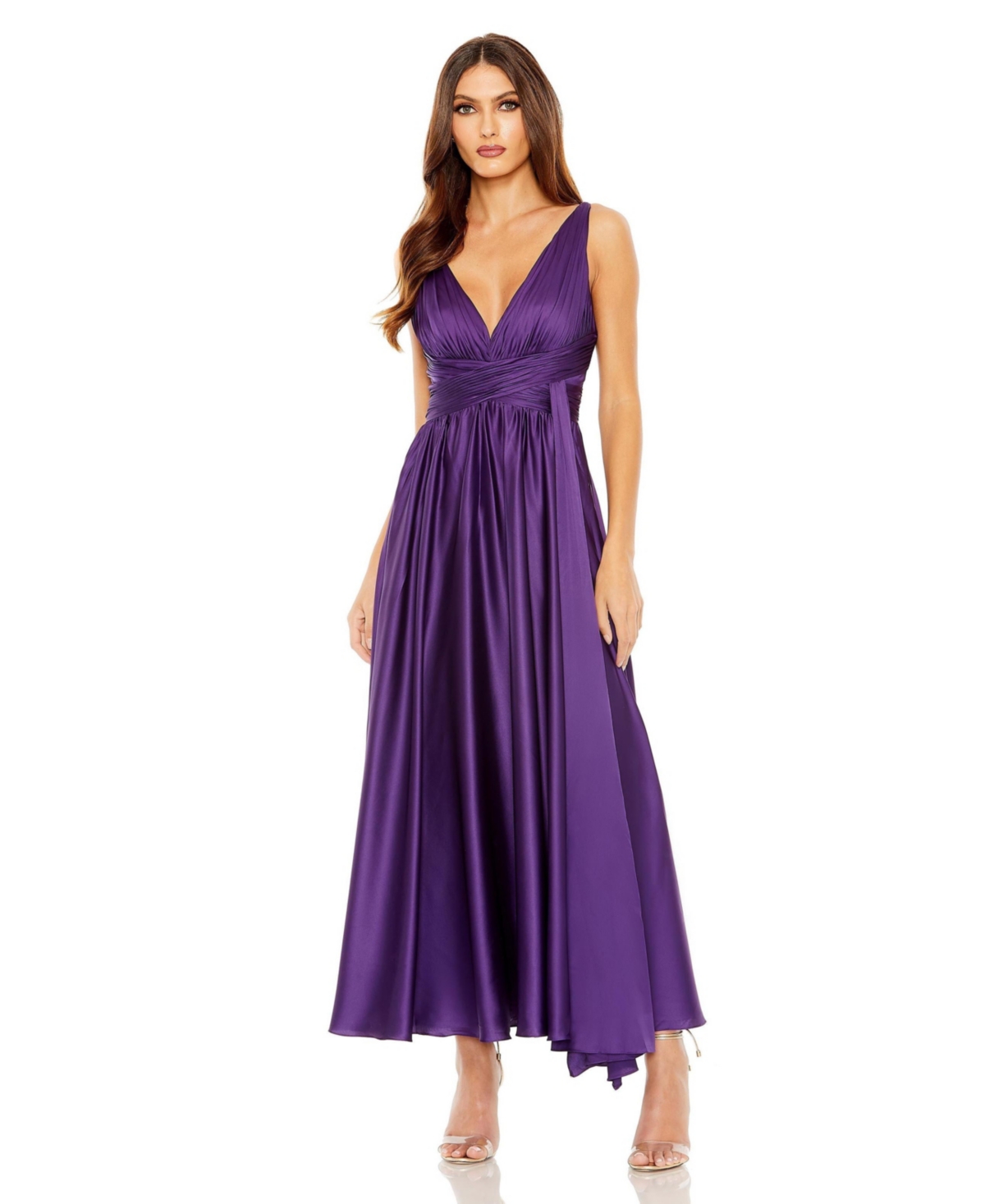 Click here for Mac Duggal Womens Ruched Top Halter Gown - Purple prices