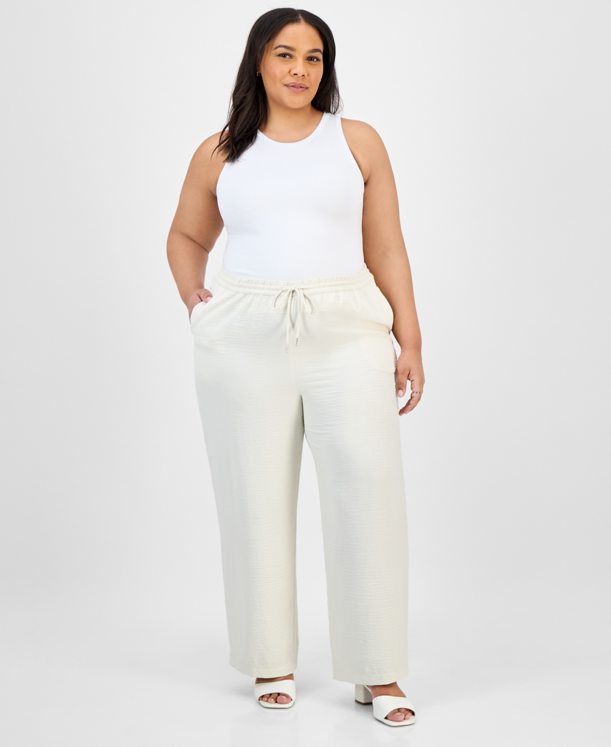 Click here for Jones New York Plus Size Drawstring Wide-Leg Pants... prices