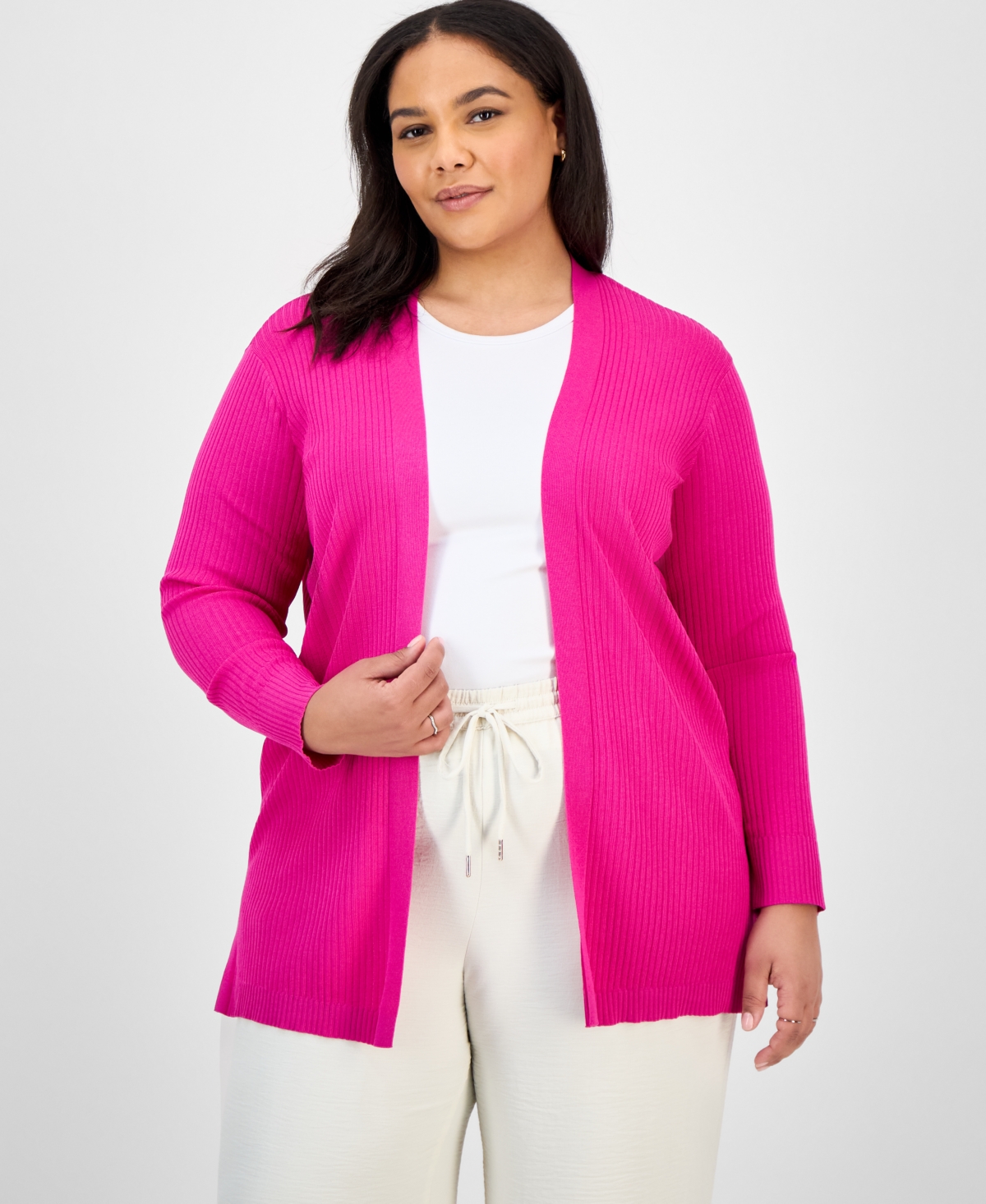 Click here for Jones New York Plus Size Sutton Open-Front Cardiga... prices