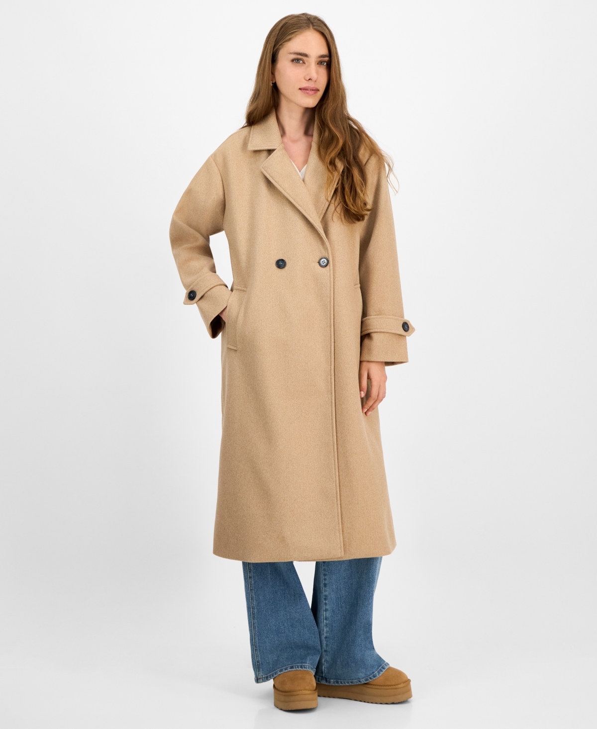 Click here for Jou Jou Juniors Double-Breasted Maxi Coat - Camel prices