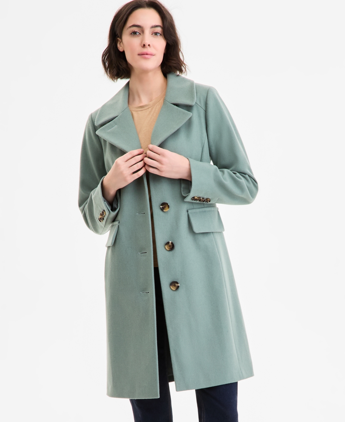 Click here for Anne Klein Womens Single-Breasted Walker Coat  Exc... prices