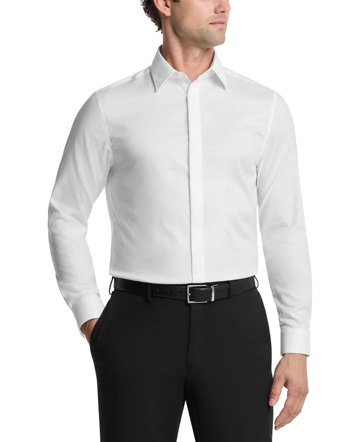 Click here for Calvin Klein Mens Slim-Fit Dress Shirt - WHITE prices