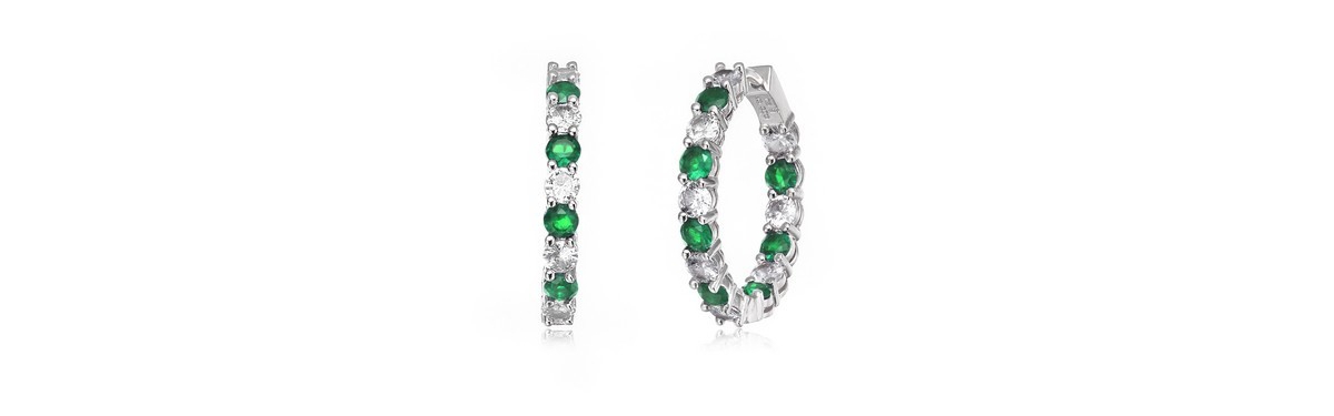 Click here for Colored Cubic Zirconia Inside Out Hoop Earrings -... prices