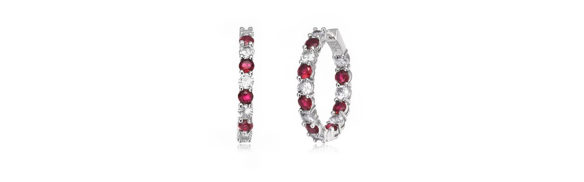 Click here for Colored Cubic Zirconia Inside Out Hoop Earrings -... prices