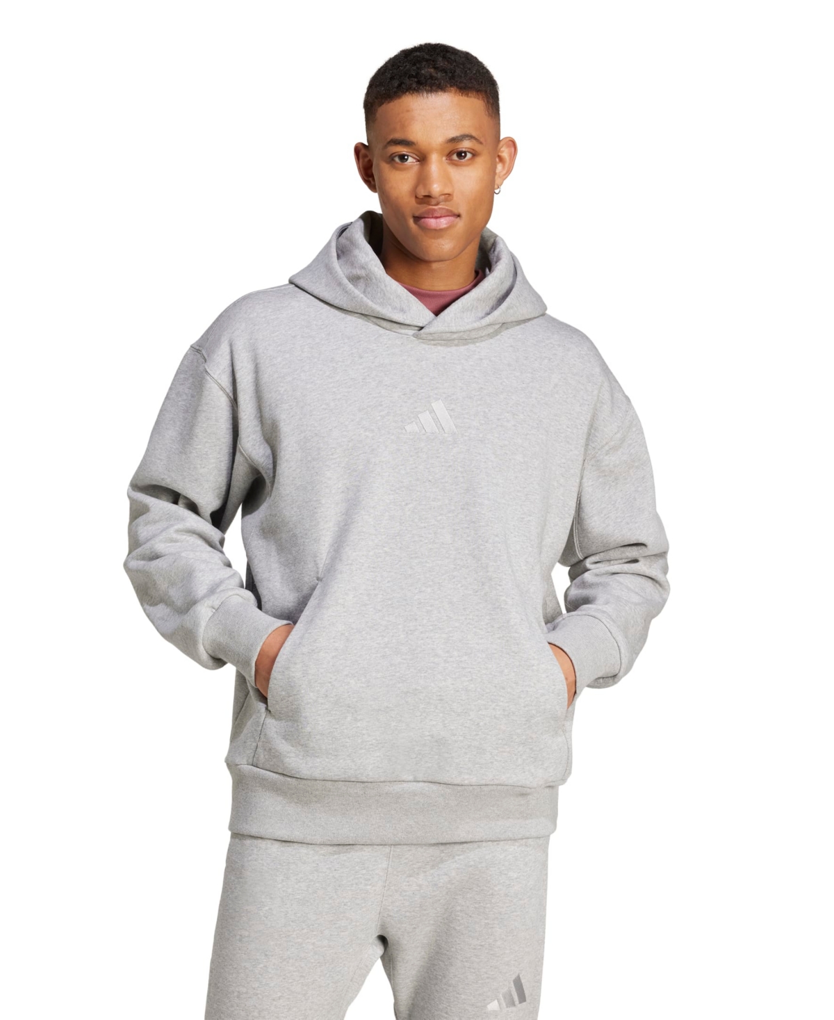 adidas Mens Fleece Hooded sweatshirt - Gray heather