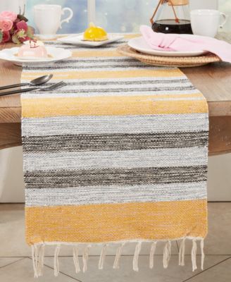 Click here for Saro Lifestyle Fringe Edge Striped Table Runner Co... prices