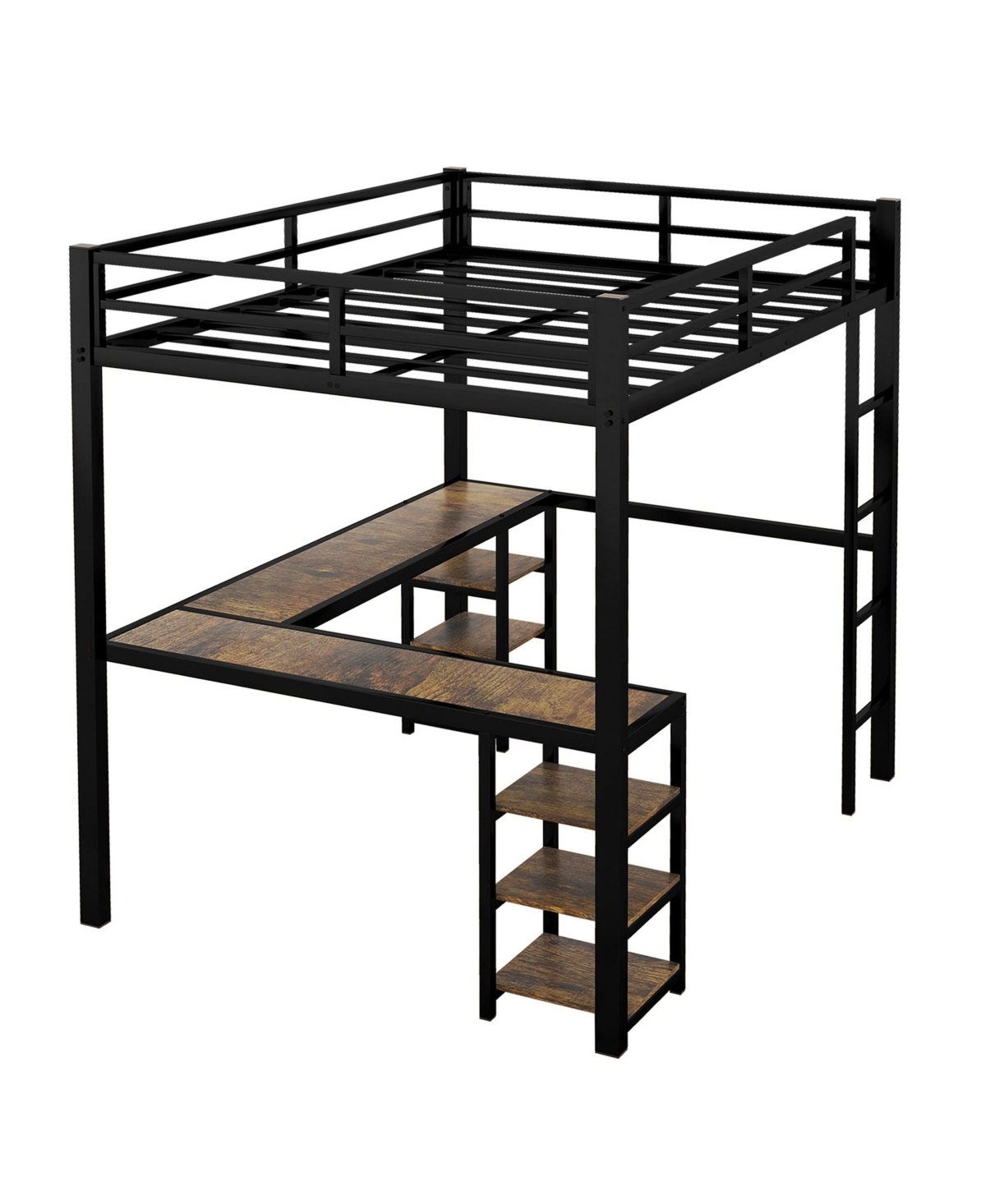 Click here for Full Metal Loft Bed with Desk and Shelves  Loft Be... prices