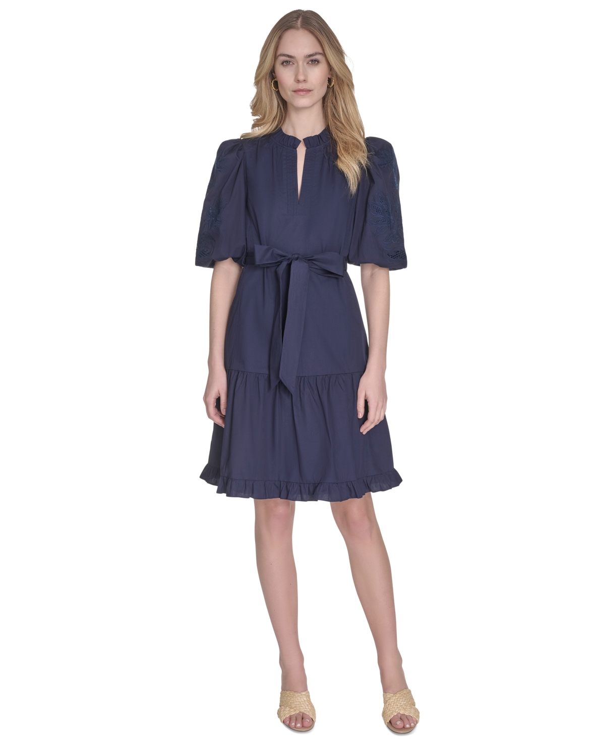 Click here for Vince Camuto Womens Split-Neck Elbow-Sleeve Cotton... prices