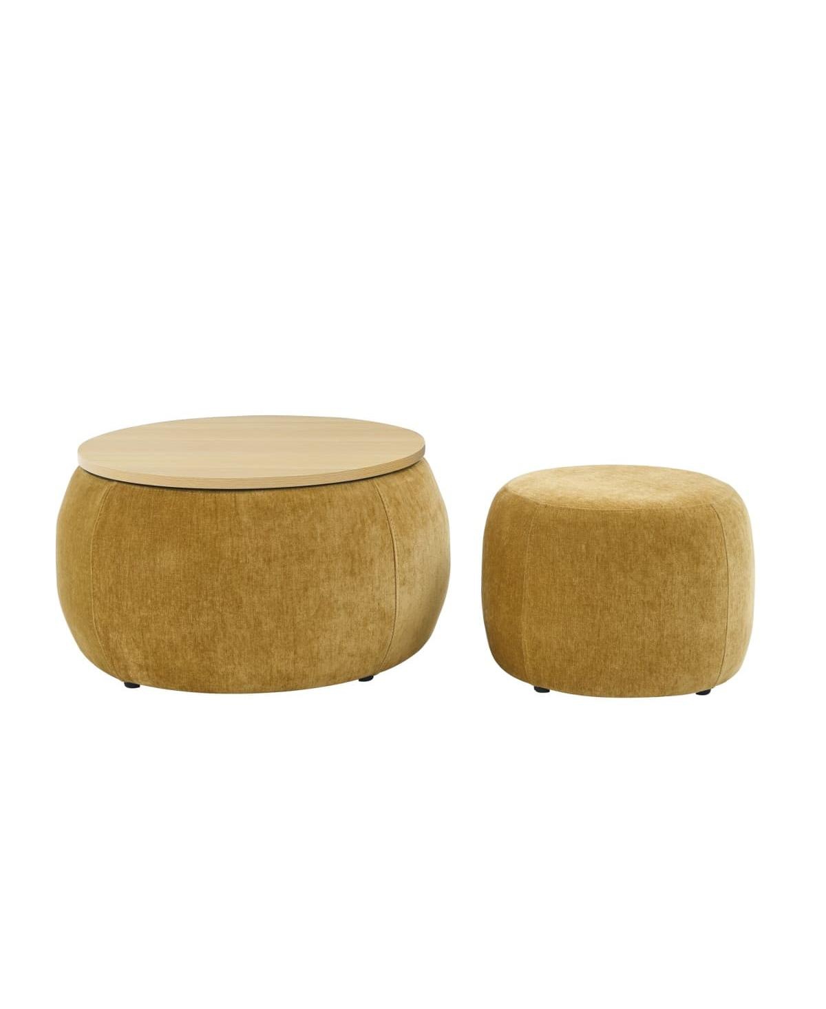 Click here for Multifunctional Round Ottoman Coffee Table with Wo... prices