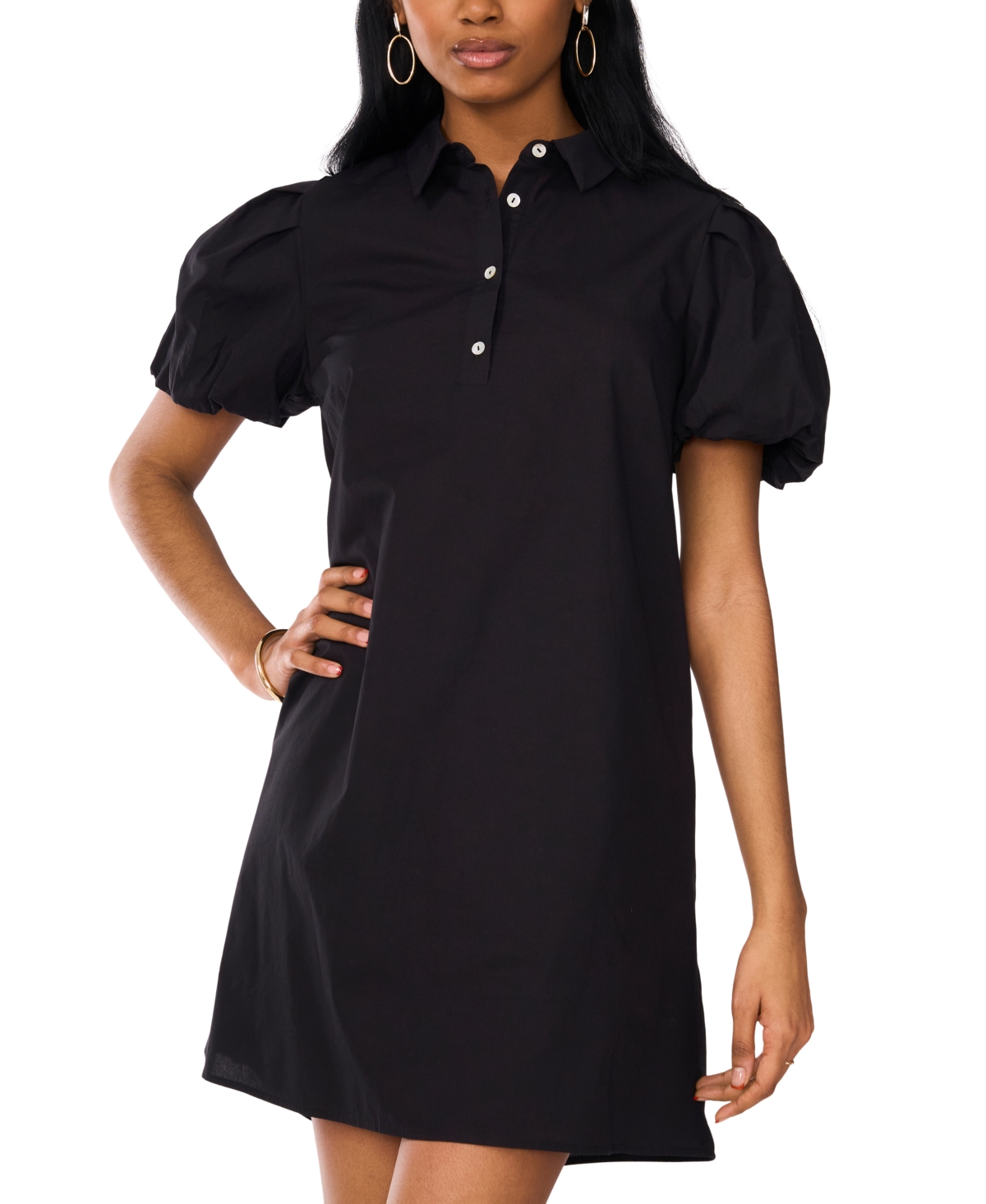 Msk Women's Collared Puff-sleeve Mini Shift Dress | ModeSens