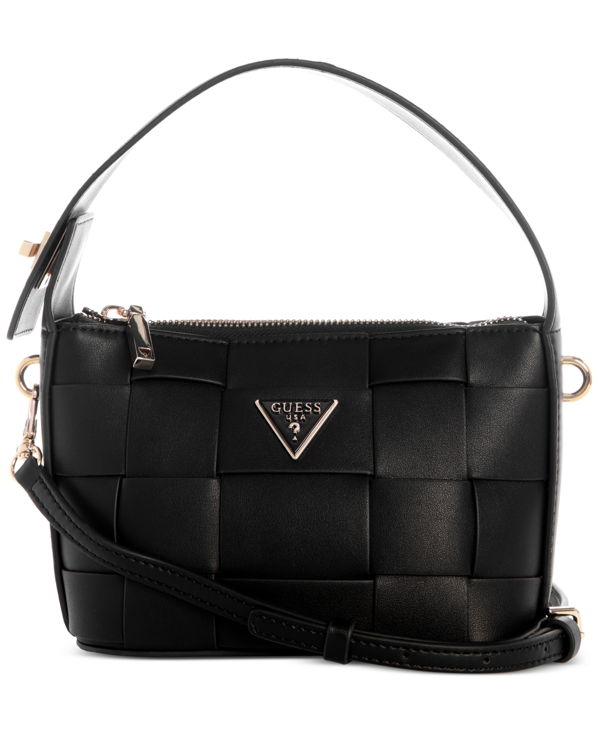 Click here for Guess Maylee Mini Woven Hobo Bag - Black prices
