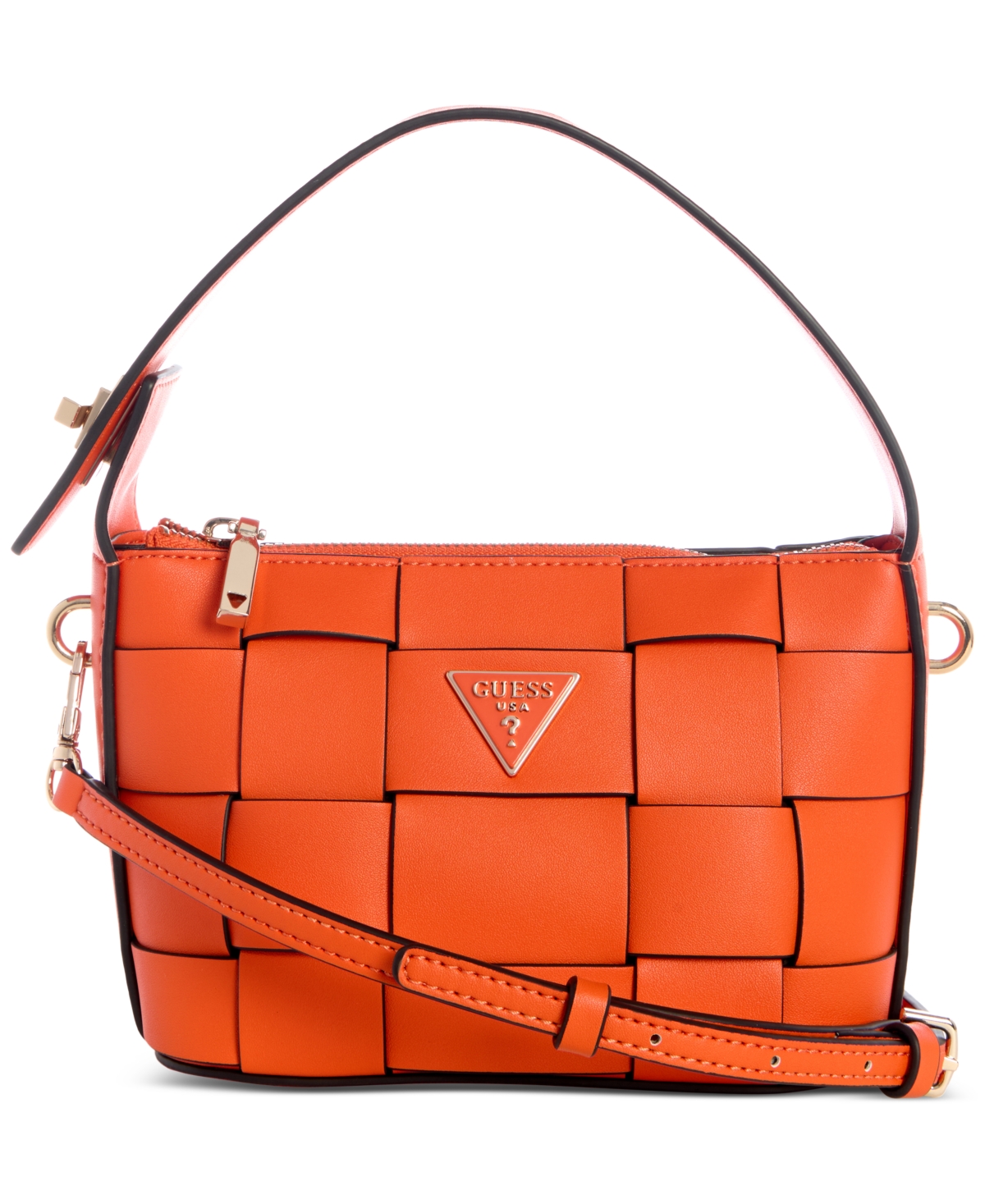 Click here for Guess Maylee Mini Woven Hobo Bag - Orange prices