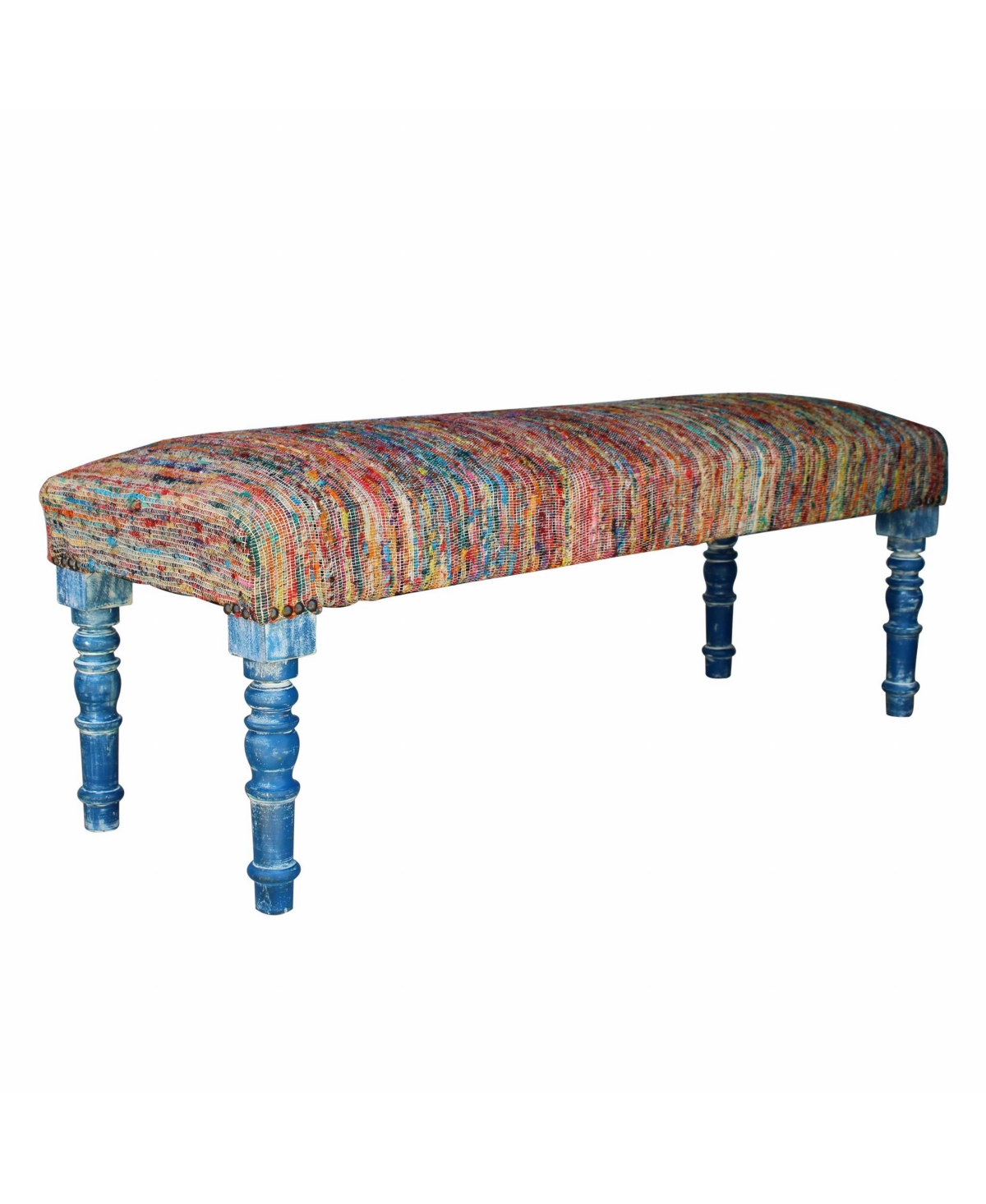 Click here for Rainbow Stripe Upholstered Bench with Legs for Liv... prices