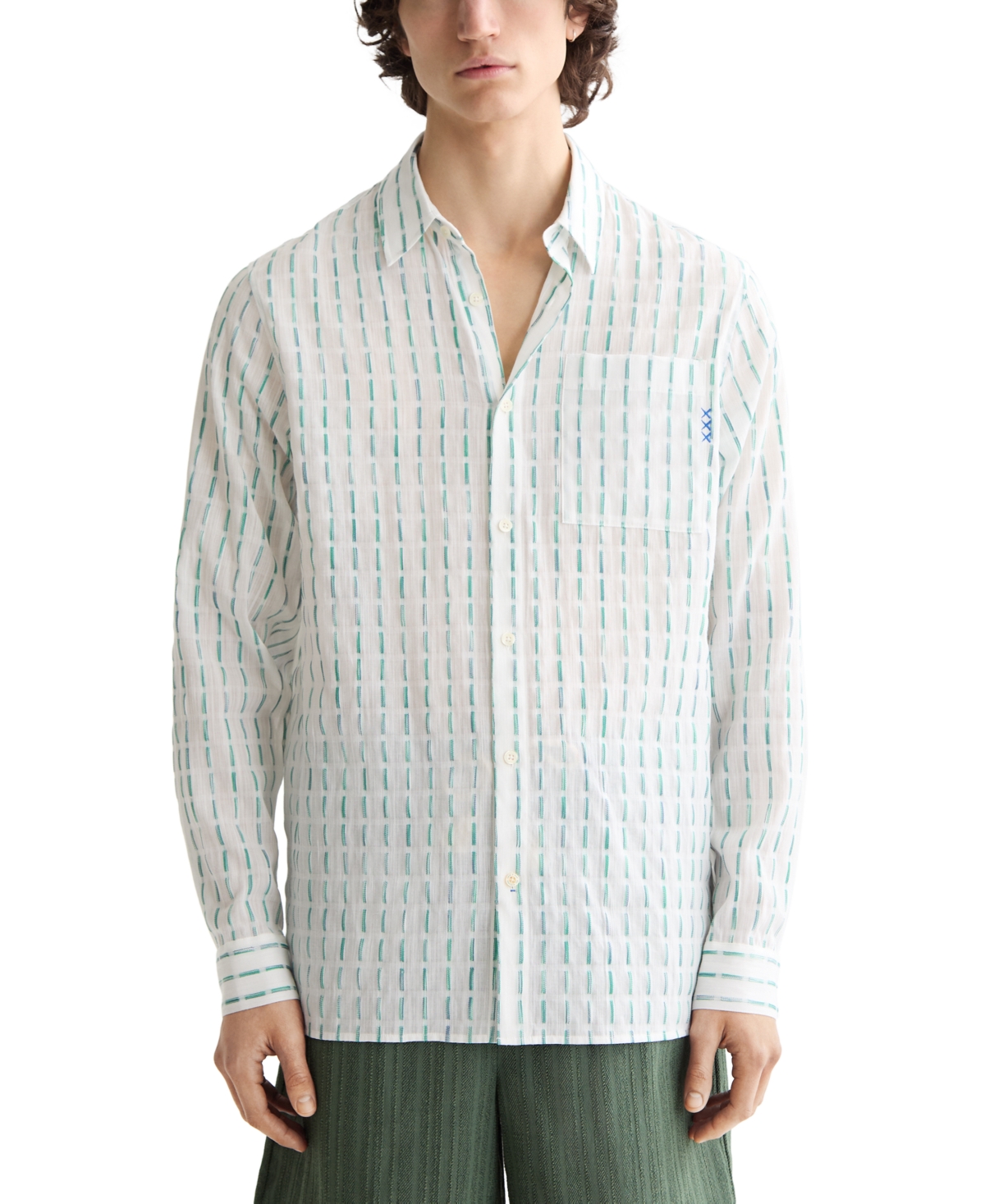 Click here for Scotch & Soda Mens Long Sleeve Voile Dash Print Bu... prices