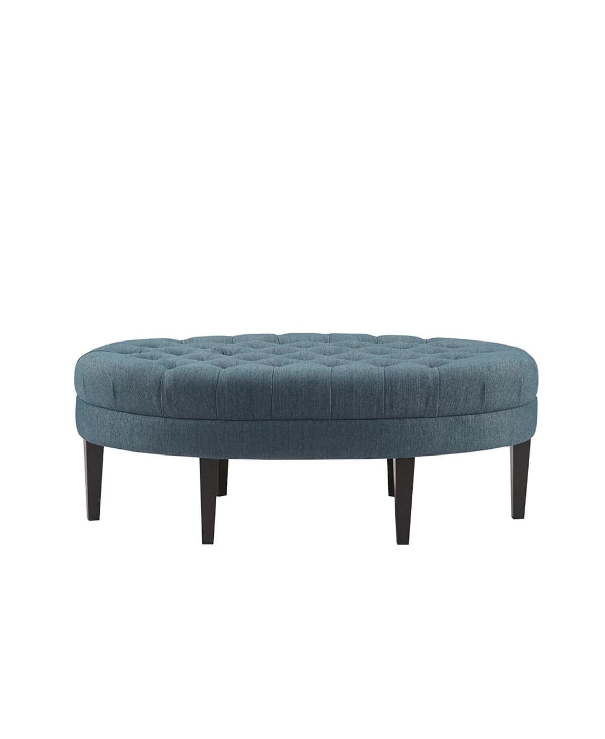Click here for Oval Tufted Upholstered Ottoman with Solid Wood Le... prices