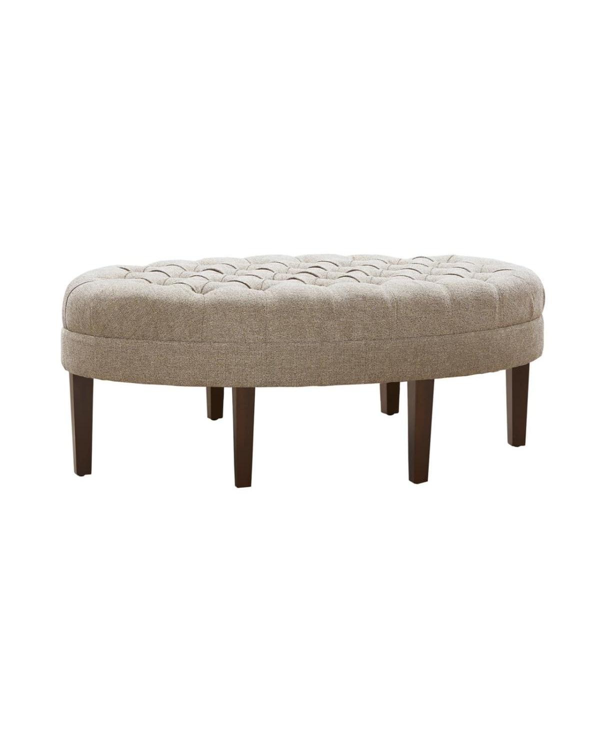 Click here for Oval Tufted Upholstered Ottoman with Solid Wood Le... prices