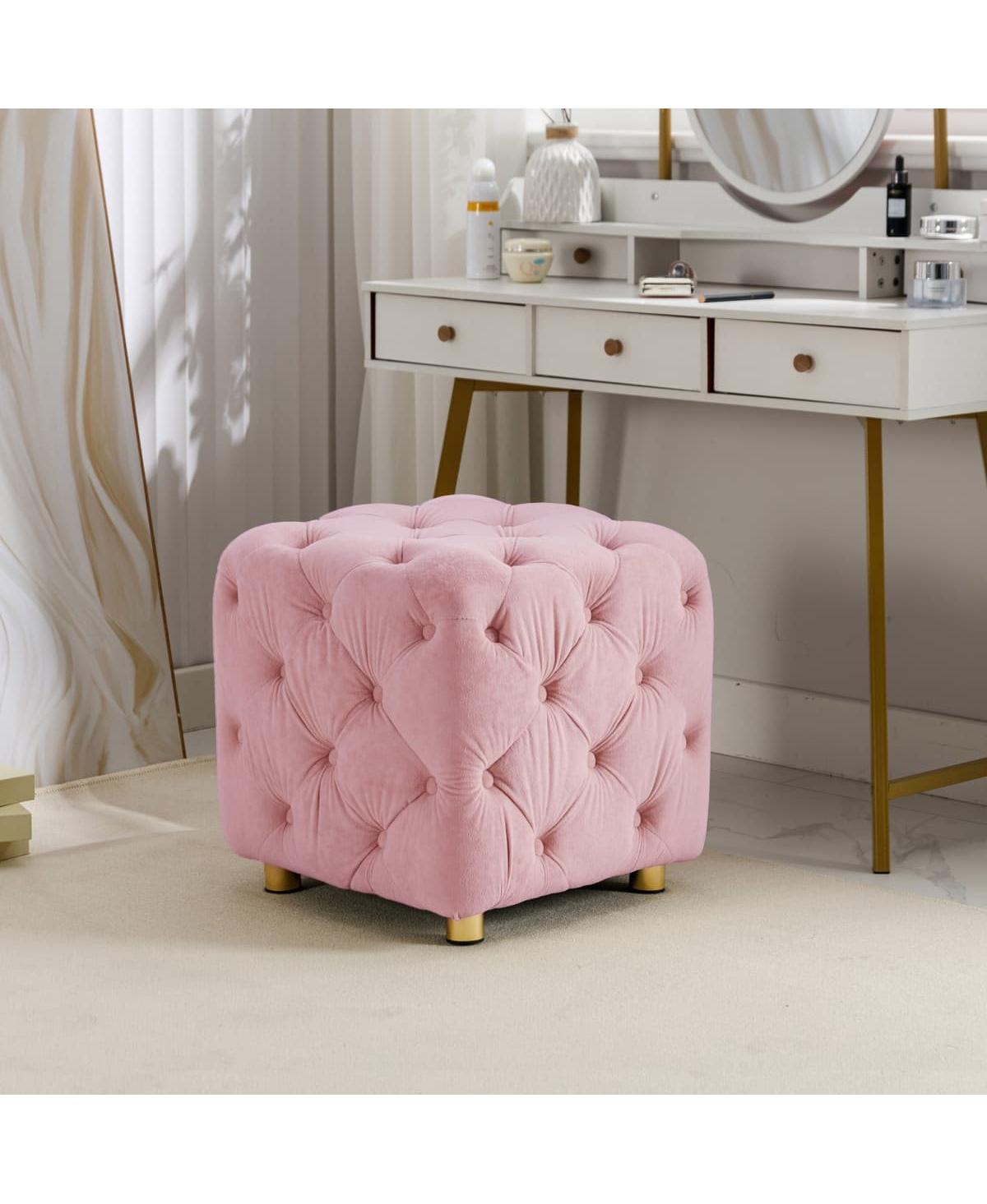 Click here for Velvet Upholstered Cube Ottoman with Tufted Design... prices