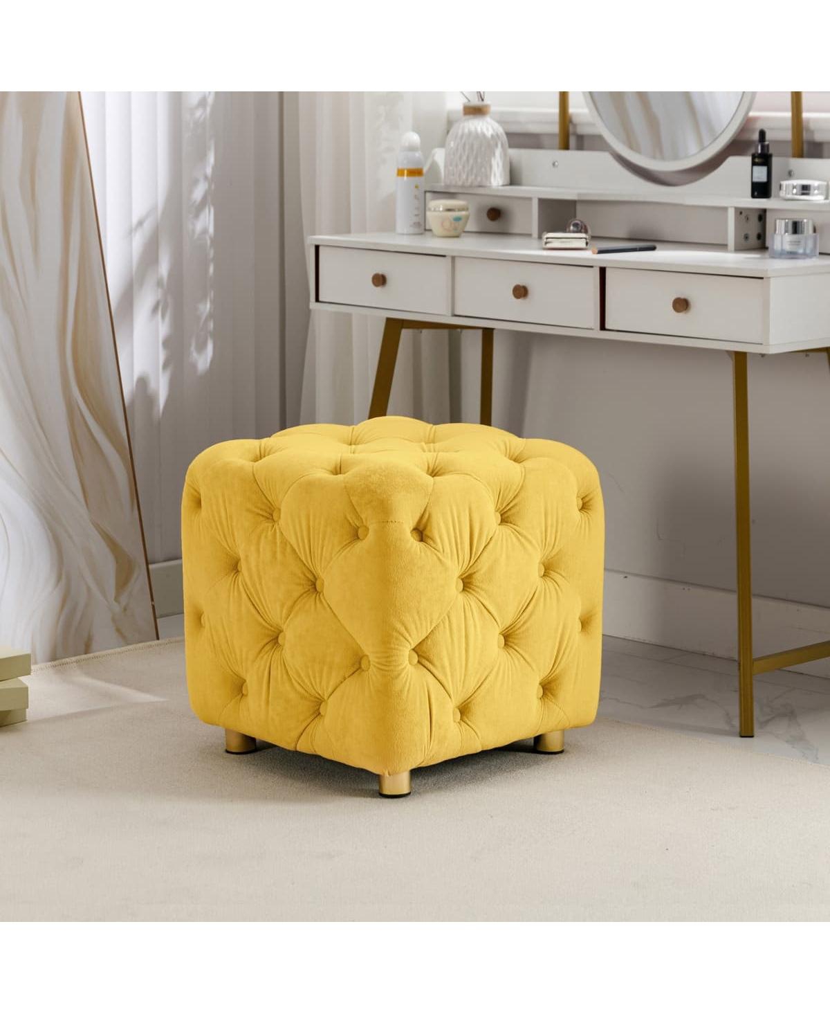 Click here for Velvet Upholstered Cube Ottoman with Tufted Design... prices