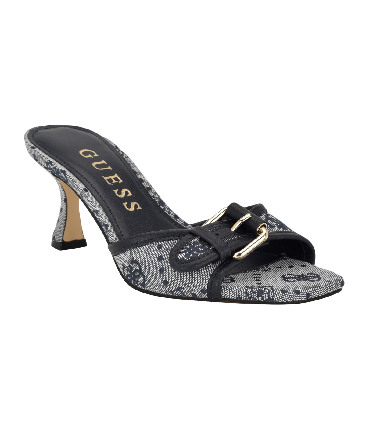 Click here for Guess Womens Dista Buckle Kitten Heel Sandals - Na... prices