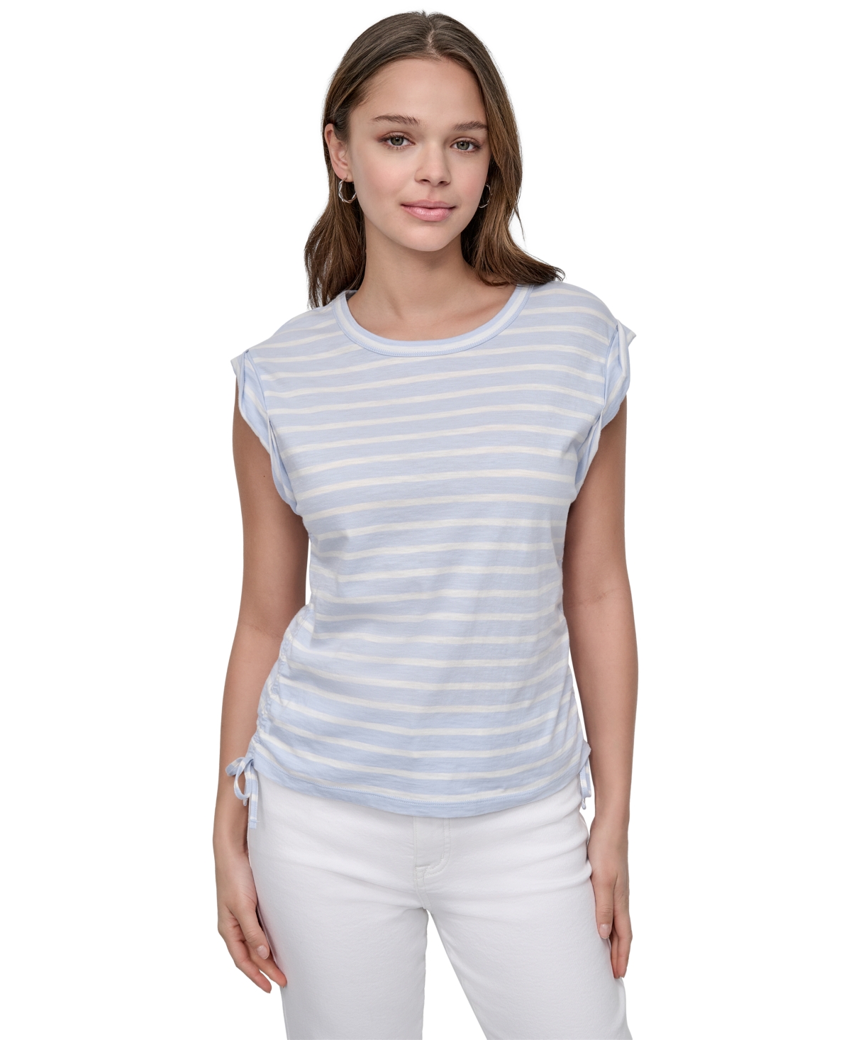 Click here for Dkny Jeans Womens Side-Tie Ruched Sleeveless T-Shi... prices